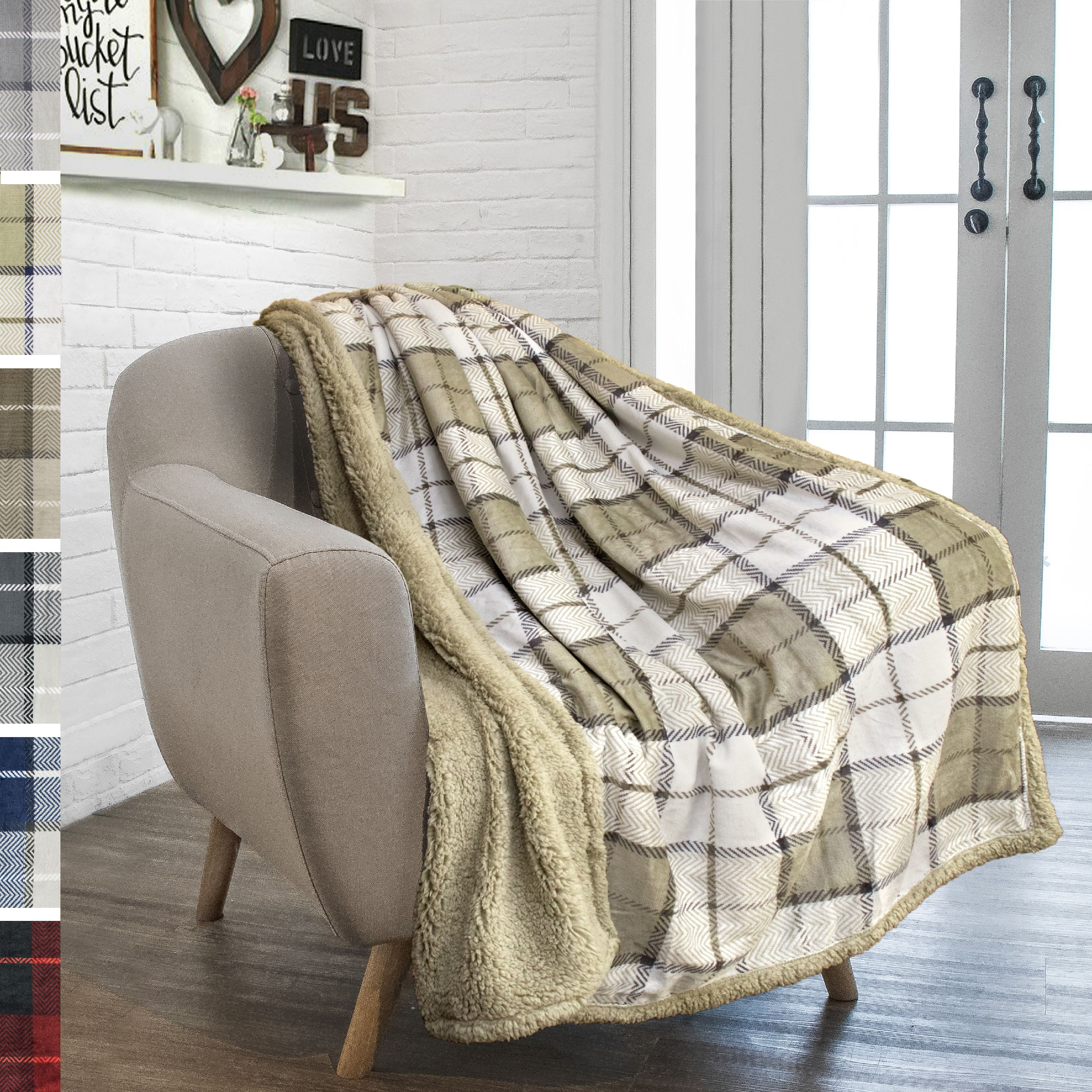 PAVILIA Premium Plaid Sherpa Fleece Throw Blanket | Super Soft, Cozy ...