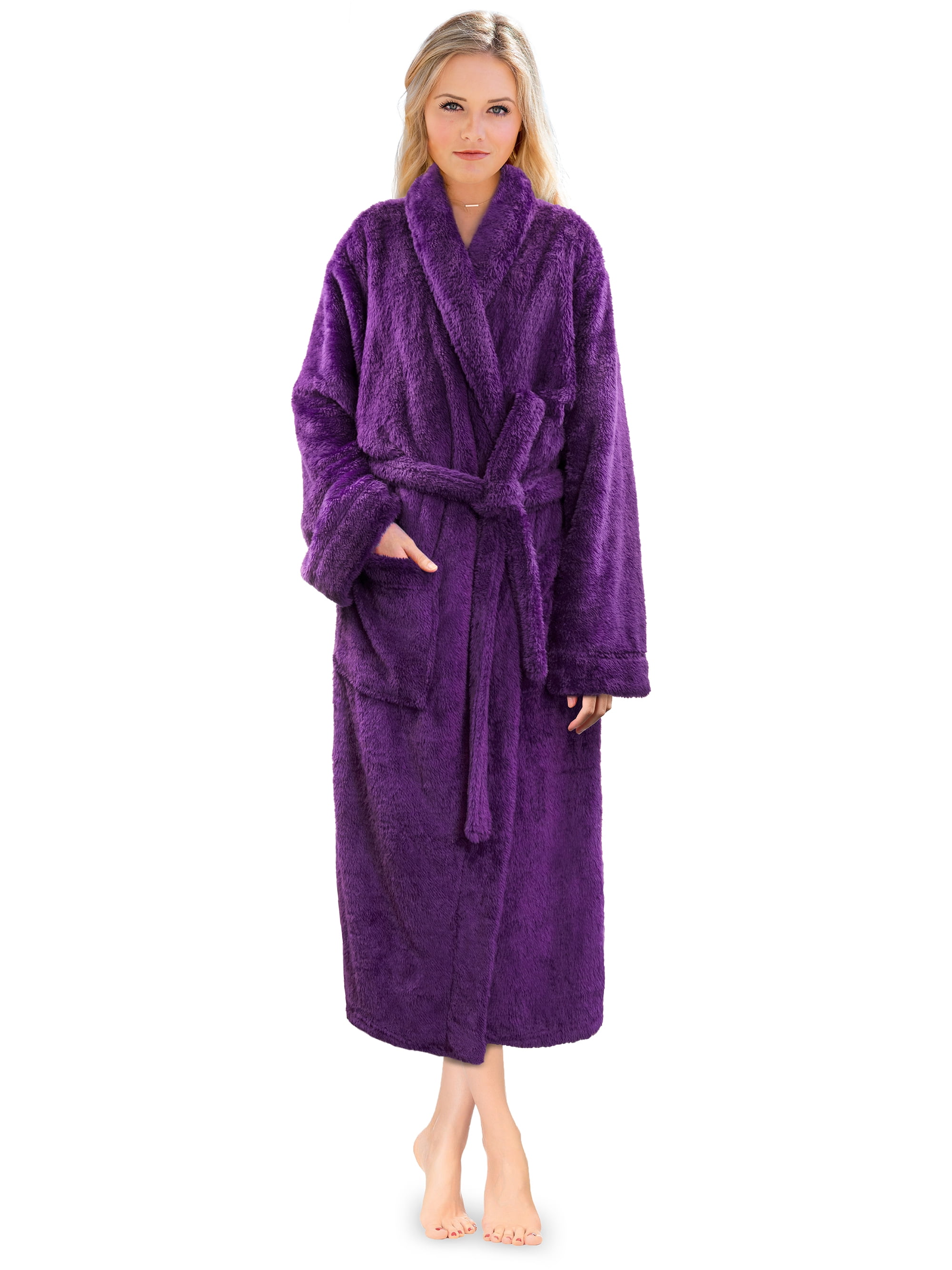 PAVILIA Premium Women's Full Length Plush Soft Robe, Warm Fleece Sherpa ...