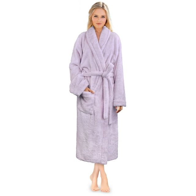 PAVILIA Premium Lightweight Women's Plush Soft Robe, Warm Fleece Sherpa Bathrobe (S/M, Lavender ...