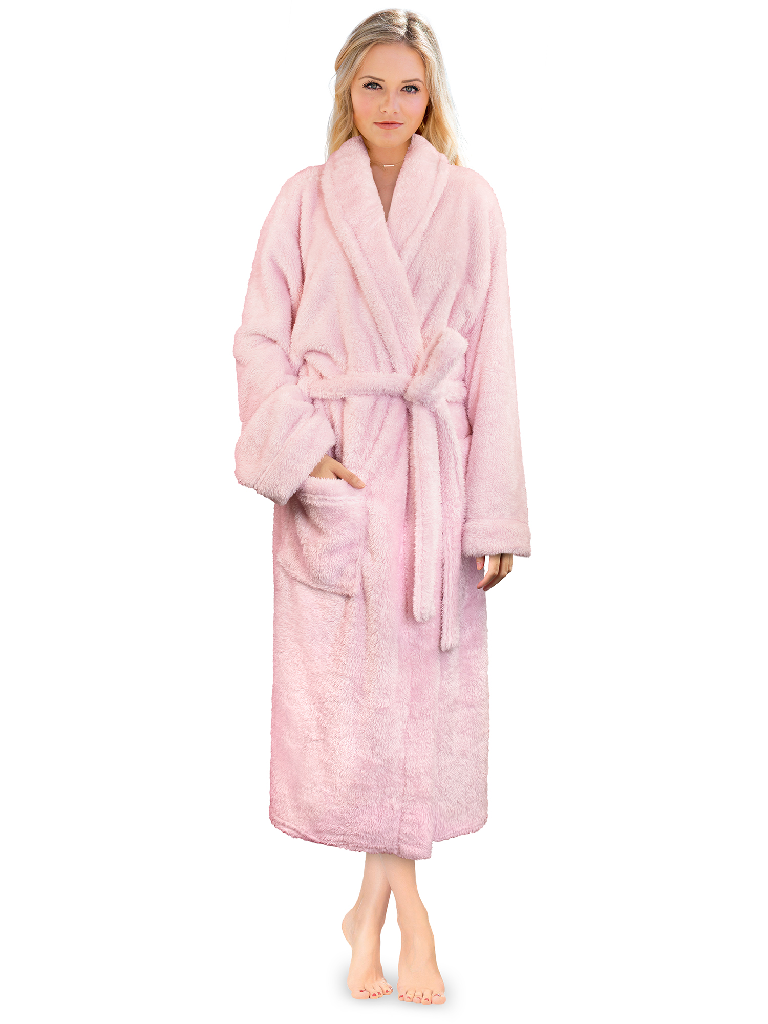 PAVILIA Premium Womens Plush Soft Robe Fluffy, Warm, Fleece Sherpa Shaggy Bathrobe (L/XL, Light ...