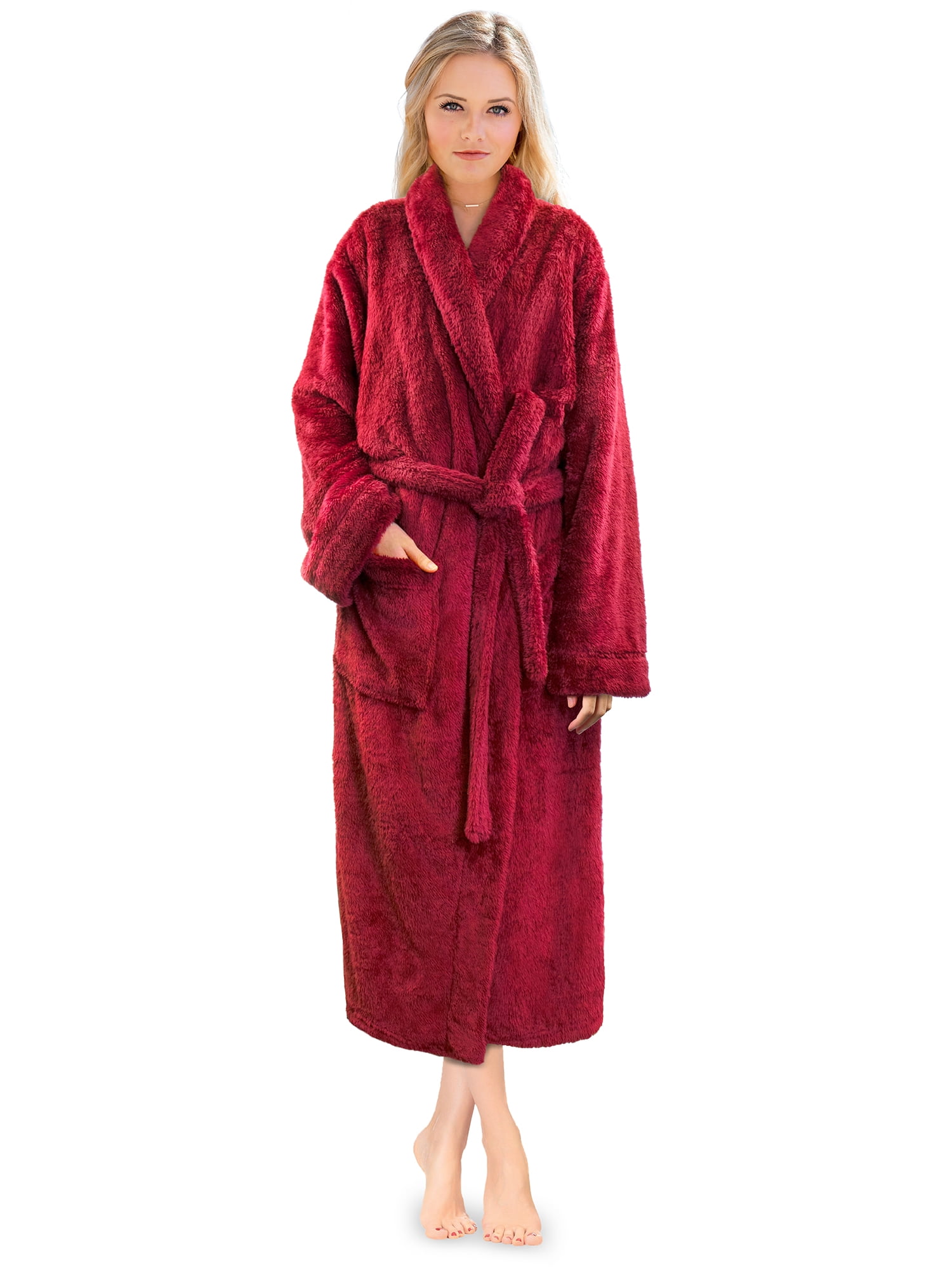 PAVILIA Premium Fluffy Sherpa Women's Plush Soft Robe, Lightweight with ...