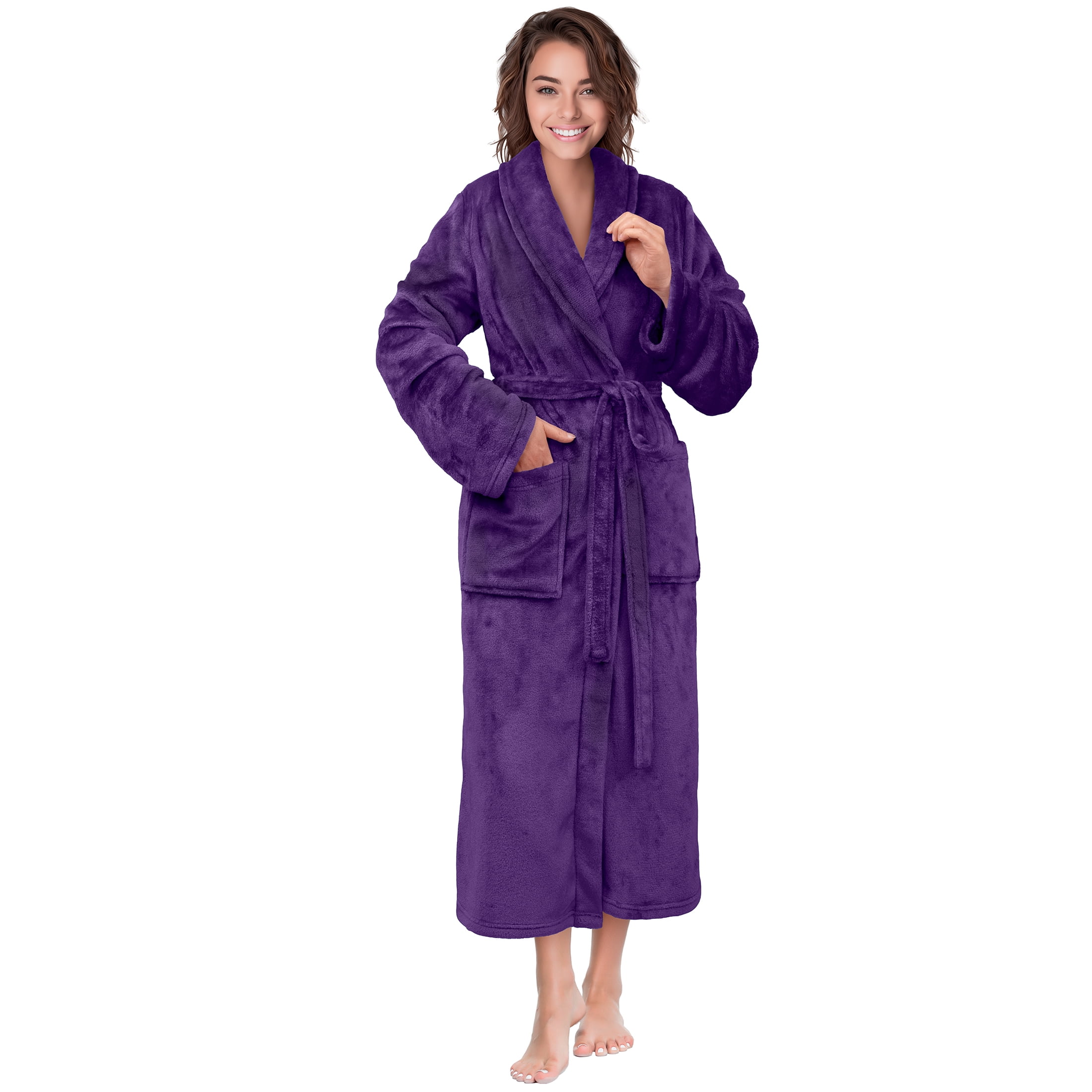 Pavilia Purple Women Robe Fleece Plush Soft Fluffy Fuzzy Cozy Warm