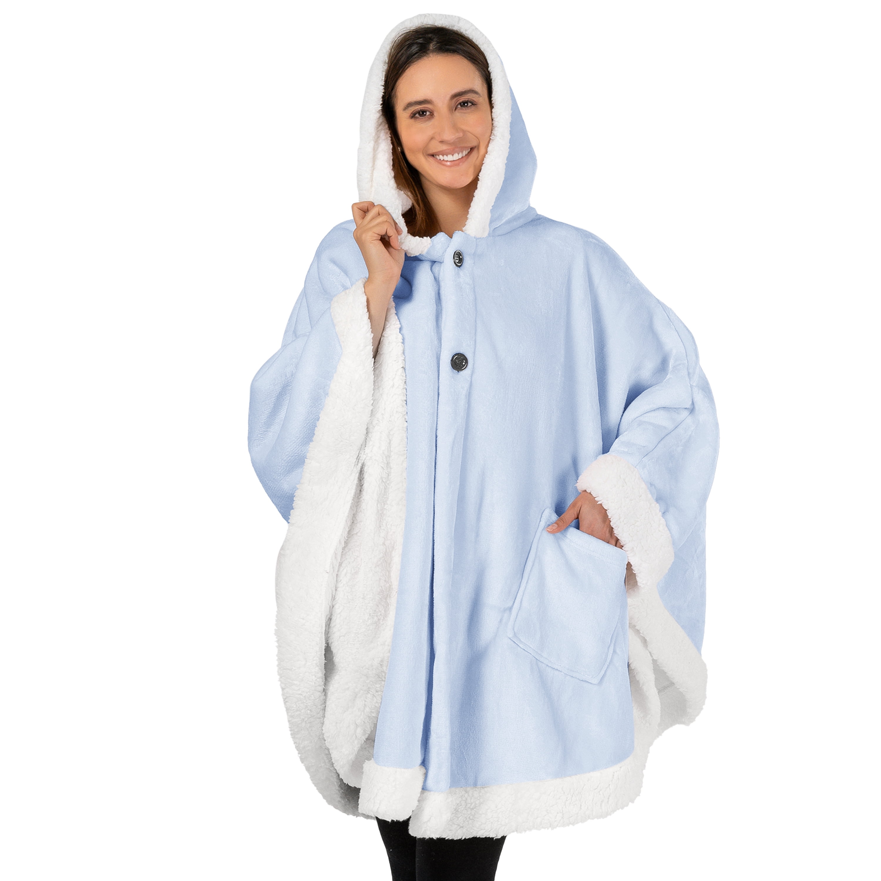 PAVILIA Sherpa Fleece Wearable Blanket for Adult Women, Cozy Plush ...