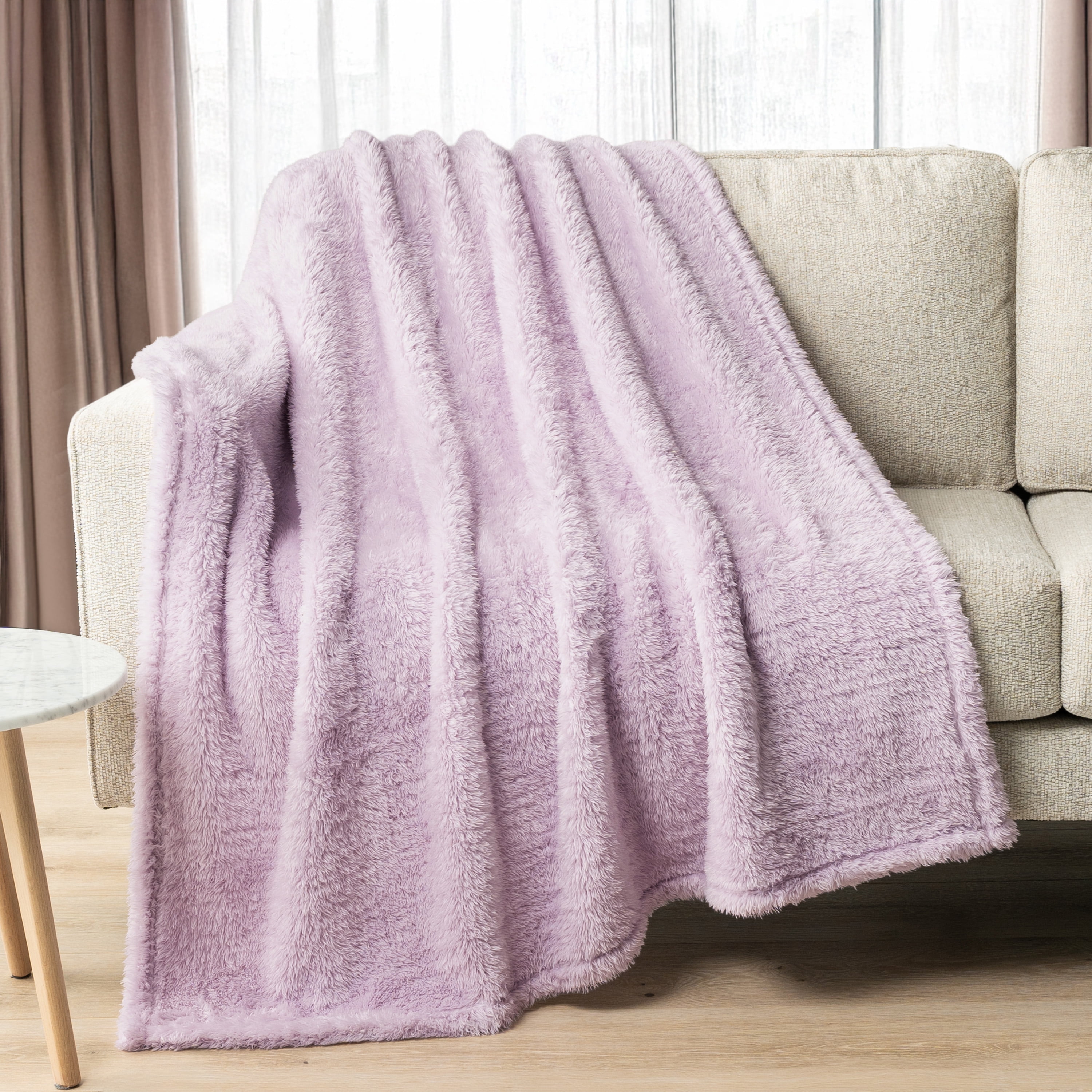 PAVILIA Sherpa Throw Blanket For Couch Sofa, Light Purple Lavender ...