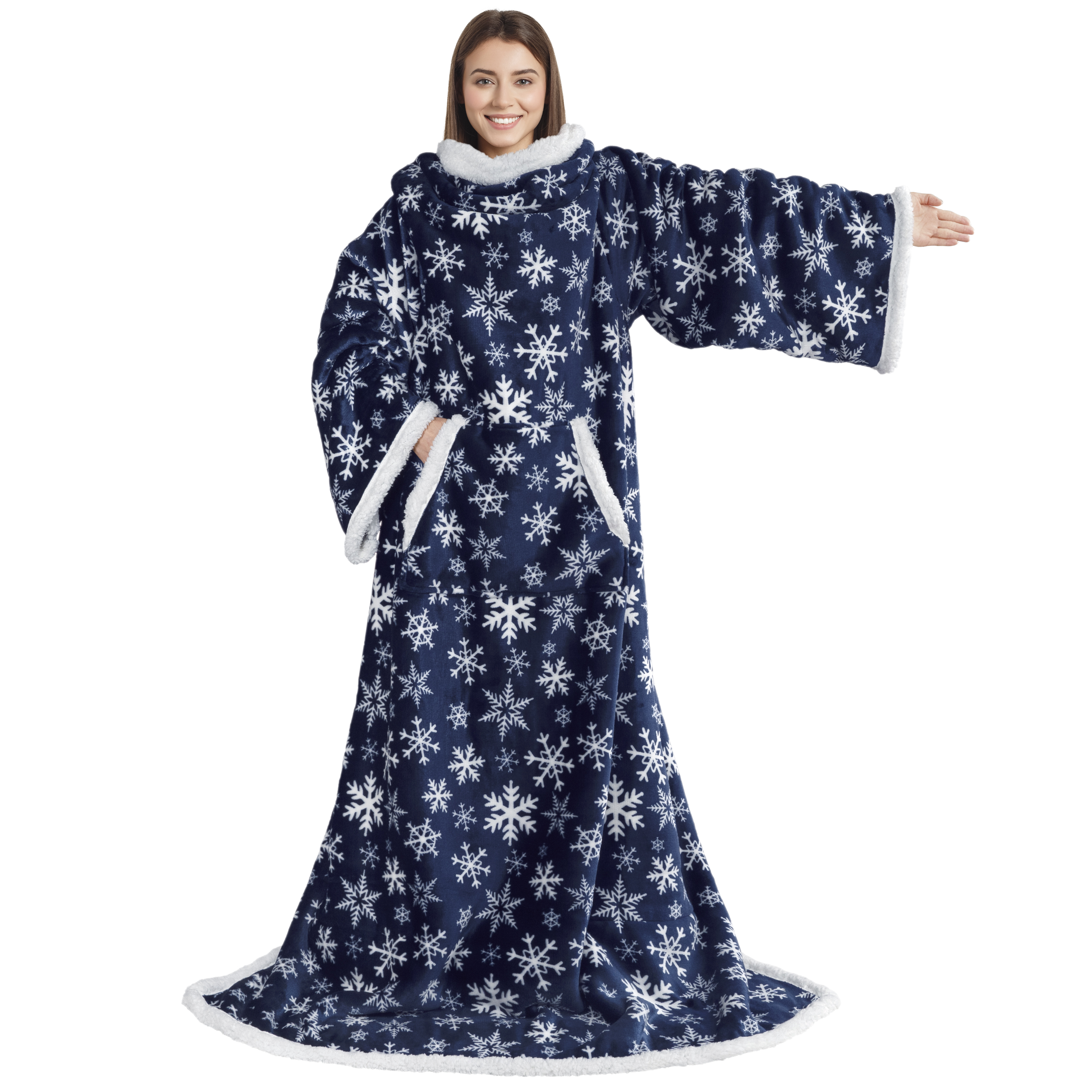 PAVILIA Sherpa Wearable Blanket with Sleeves for Adults Women Men, Soft ...