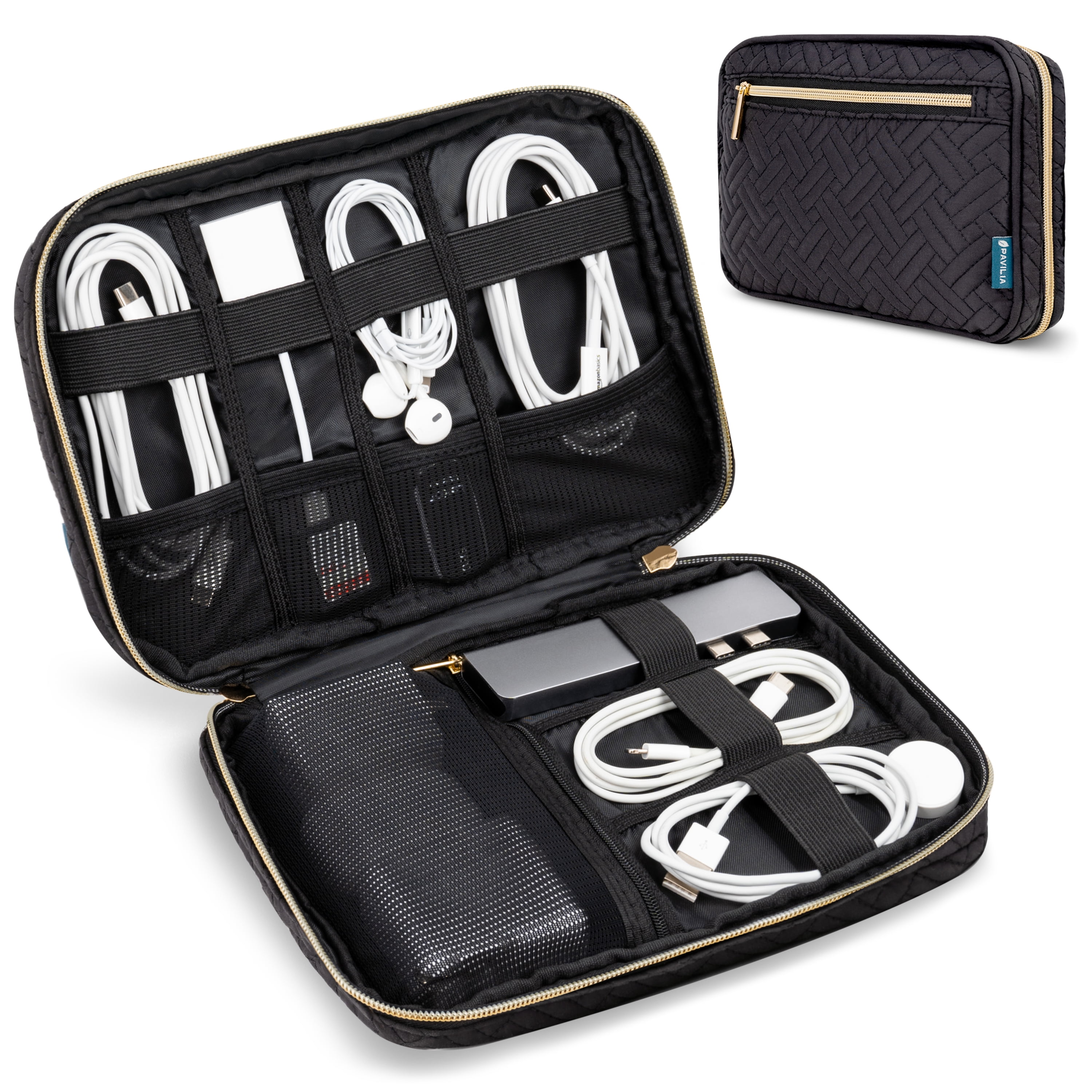 PAVILIA Electronic Organizer Travel Case, Cable Tech Storage Pouch for ...