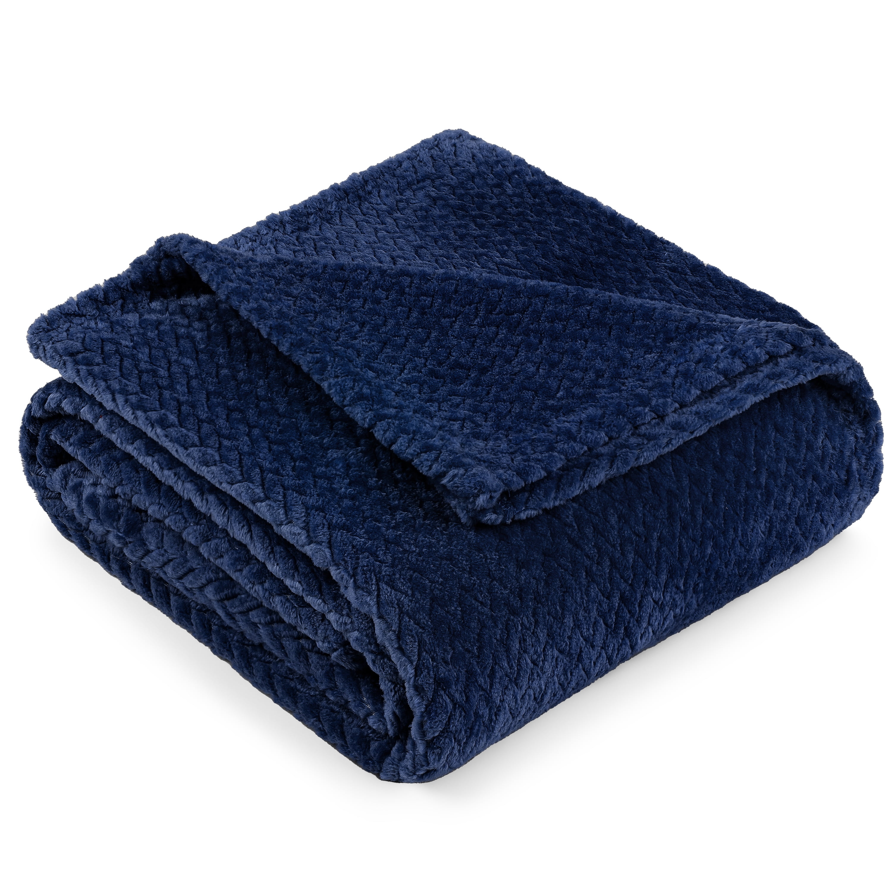 PAVILIA Soft Fleece Navy Blue Throw Blanket for Couch, Lightweight ...