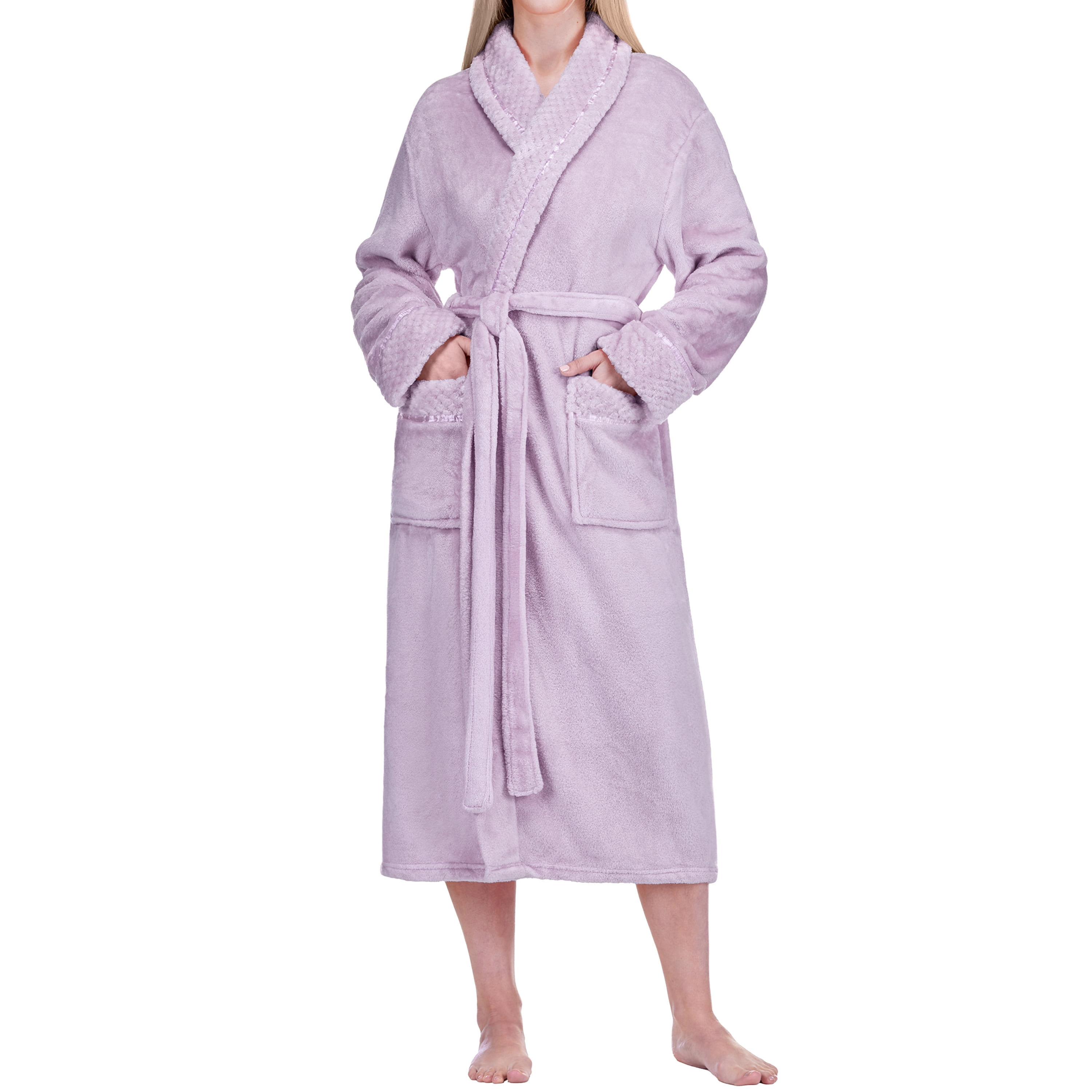 Pavilia, Women Fleece Robe, S/M, Lavender Light Purple Cozy Bathrobe ...