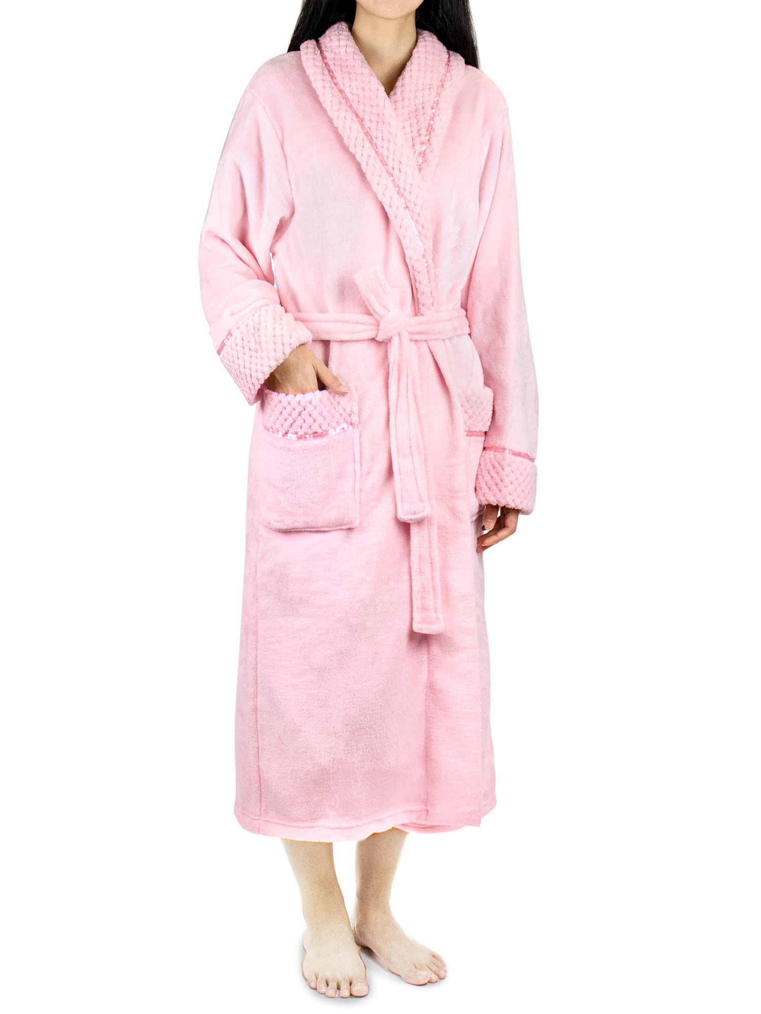 PAVILIA Women's Soft Plush Fleece Robe, Full Length Lightweight ...