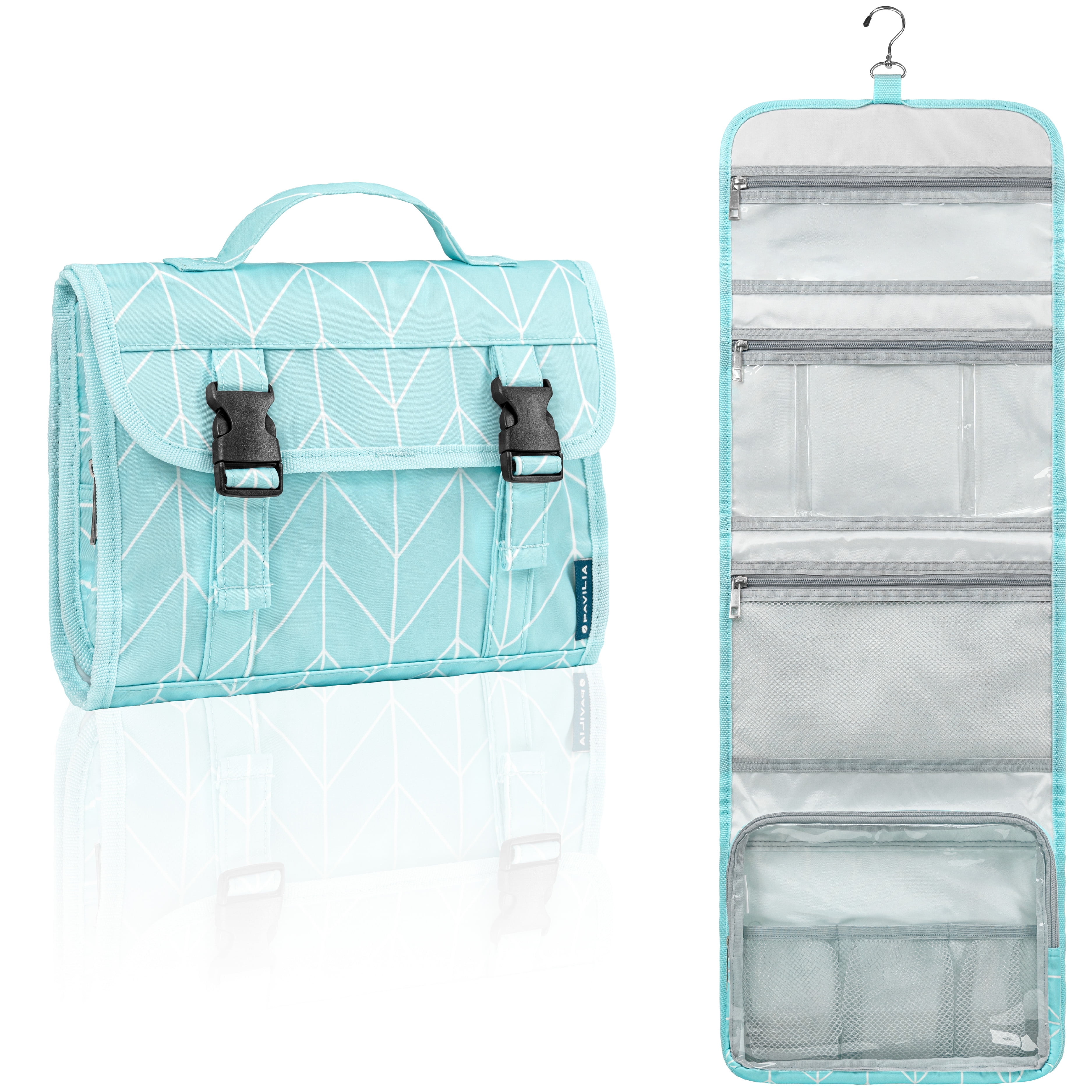 PAVILIA Travel Hanging Toiletry Bag for Women Men, Large Capacity ...
