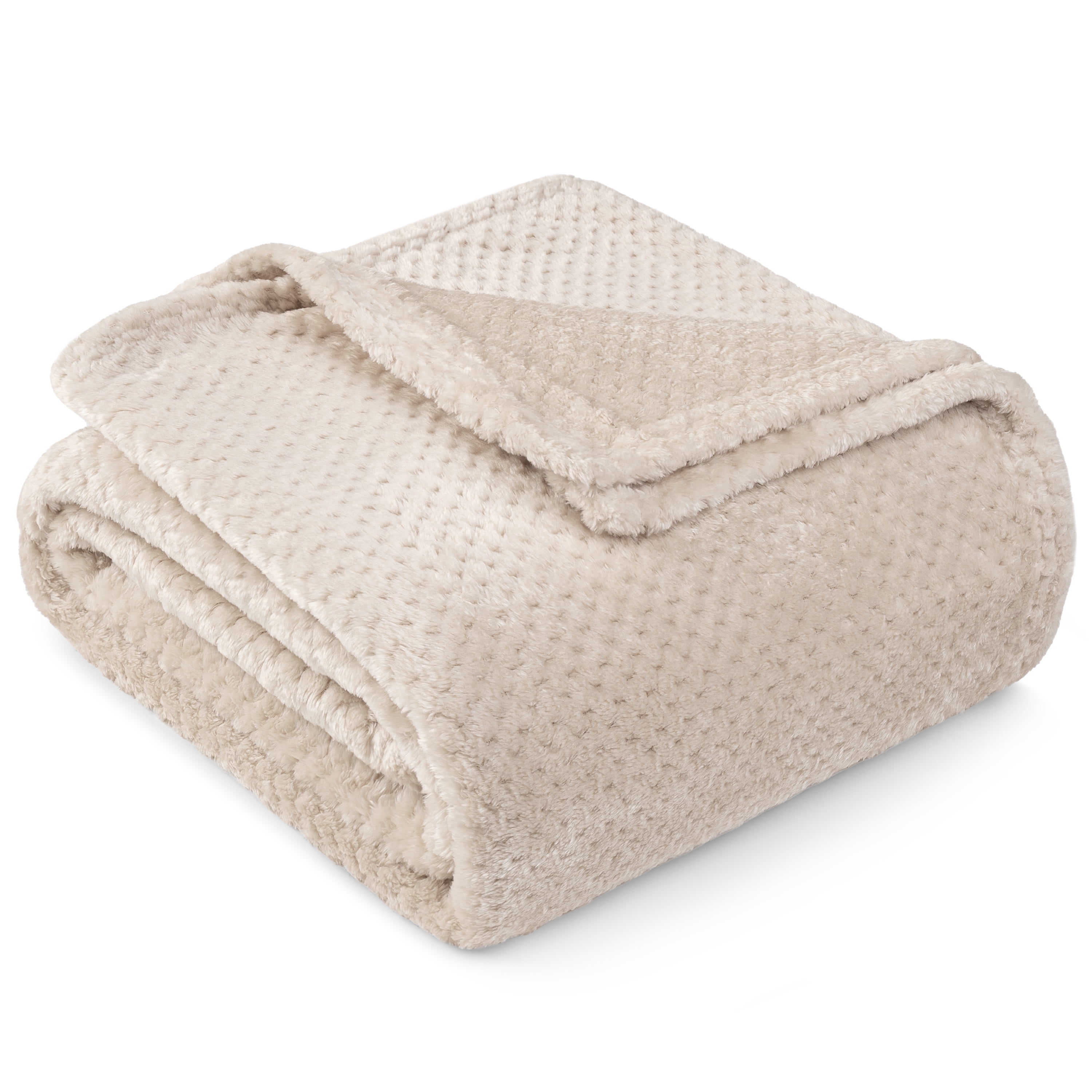PAVILIA Beige Cream Throw Blanket for Couch, Twin Bed, Soft Fleece ...