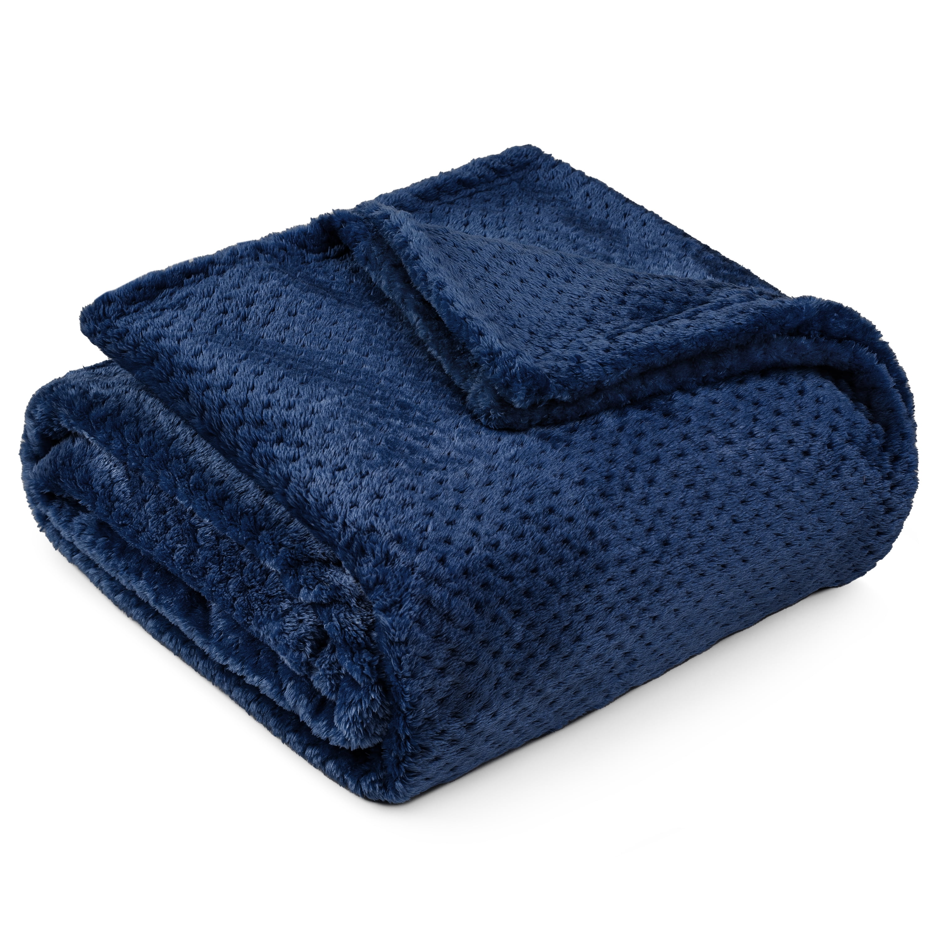 PAVILIA Navy Blue Throw Blanket for Couch, Twin Bed, Soft Fleece Throws ...