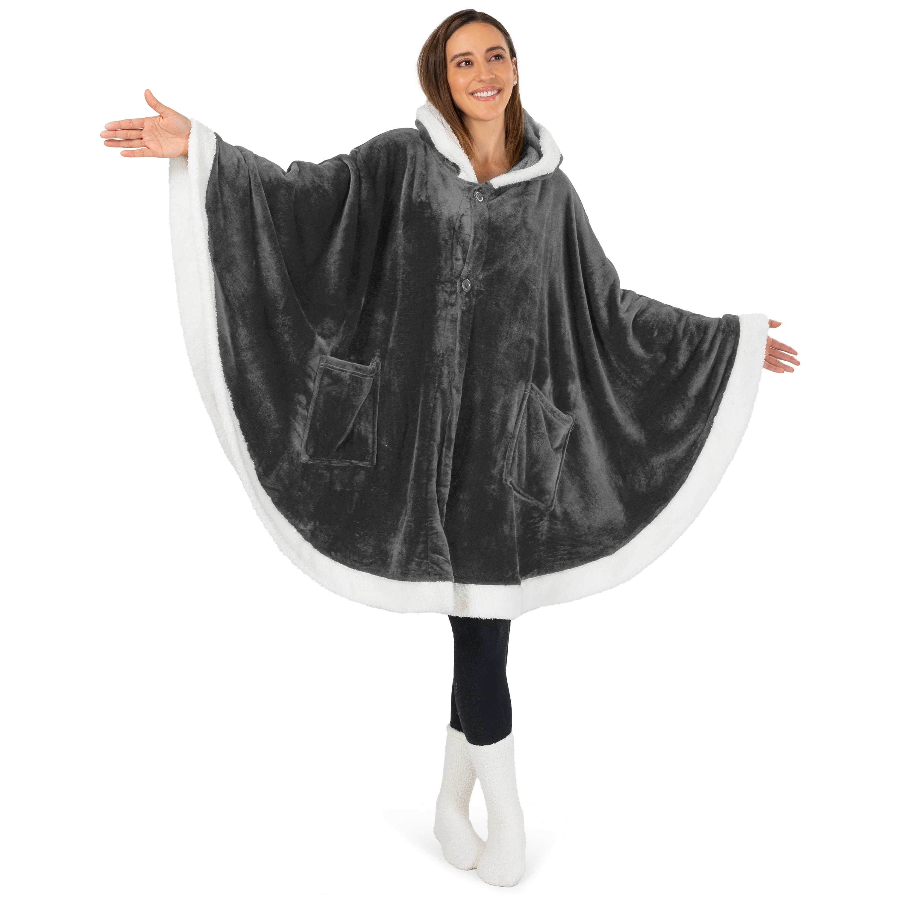 PAVILIA Snuggle Sleeves Wear Wrap Arms, Angel Hooded Blanket Poncho ...