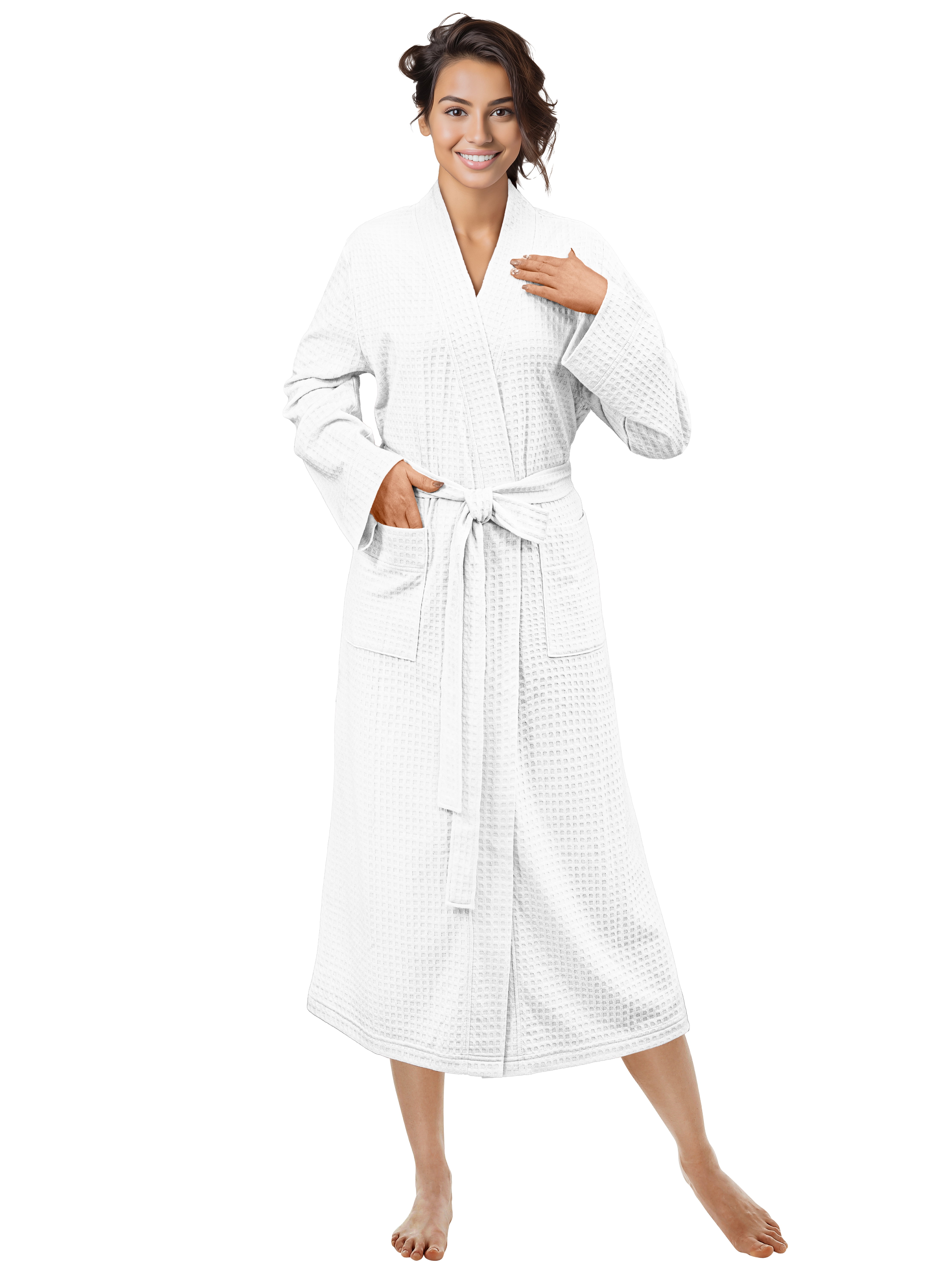 PAVILIA White Women Waffle Knit Kimono Robe, Soft Cozy Breathable ...