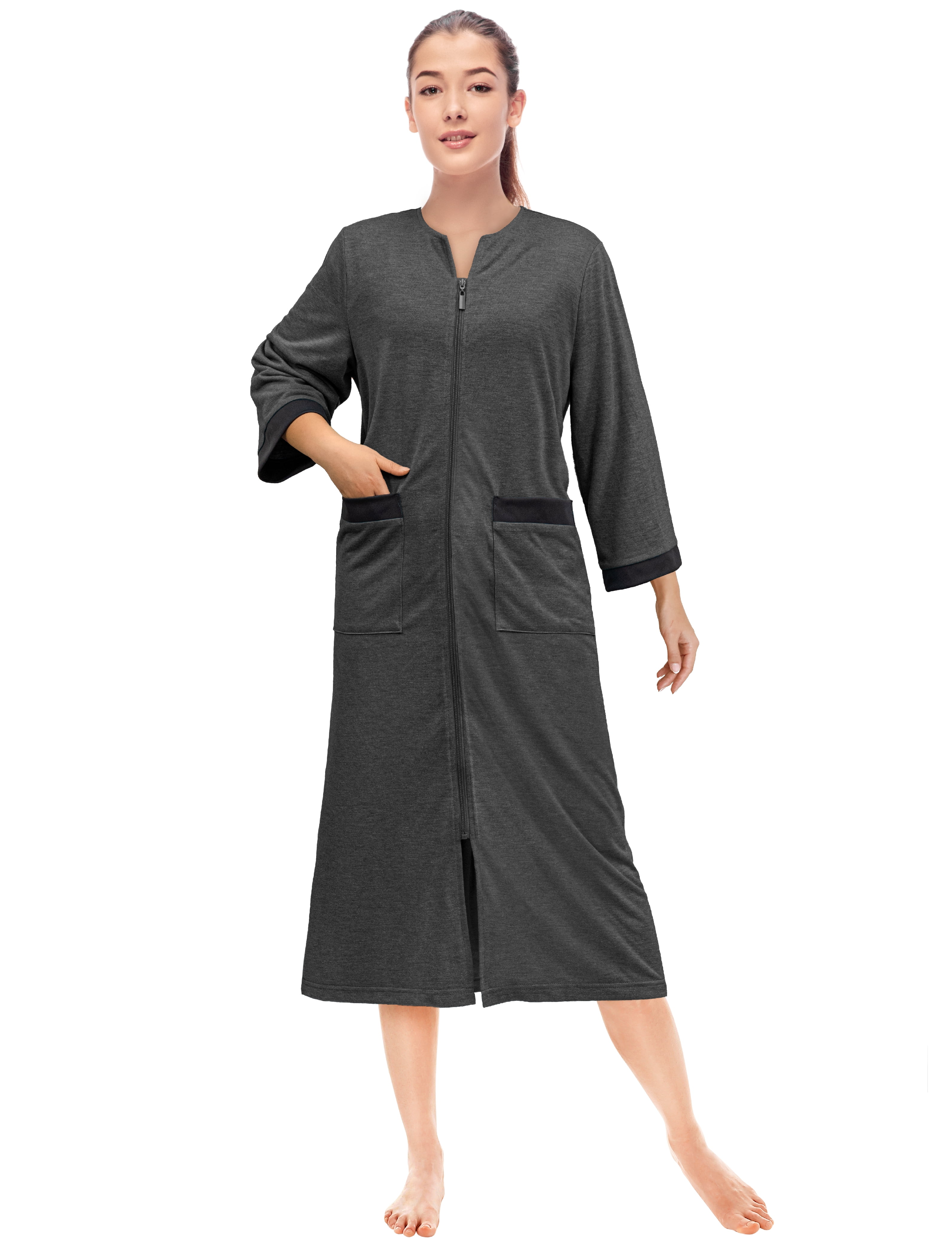 PAVILIA Women Zipper Robe, Loungewear Dress Lightweight Sleepwear ...