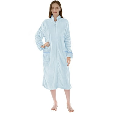 Richie House Women Fleece Robe Plush Long Zip Front Warm Soft Zippered Bathrobes S-3XL RHW4002-B ...