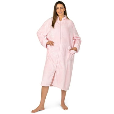 Just Love Textured Plush Zipper Lounger Robe for Women (Coral, Large ...