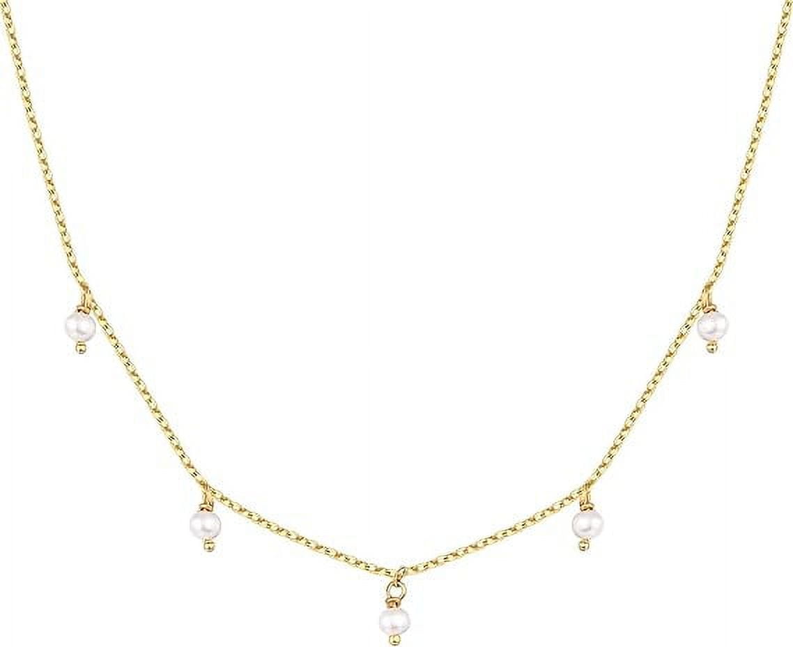 PAVOI 14K Gold Plated Sterling Silver Necklace with 3x3mm Shell Pearls ...