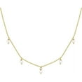 PAVOI 14K Gold Plated Sterling Silver Necklace with 3x3mm Shell Pearls ...
