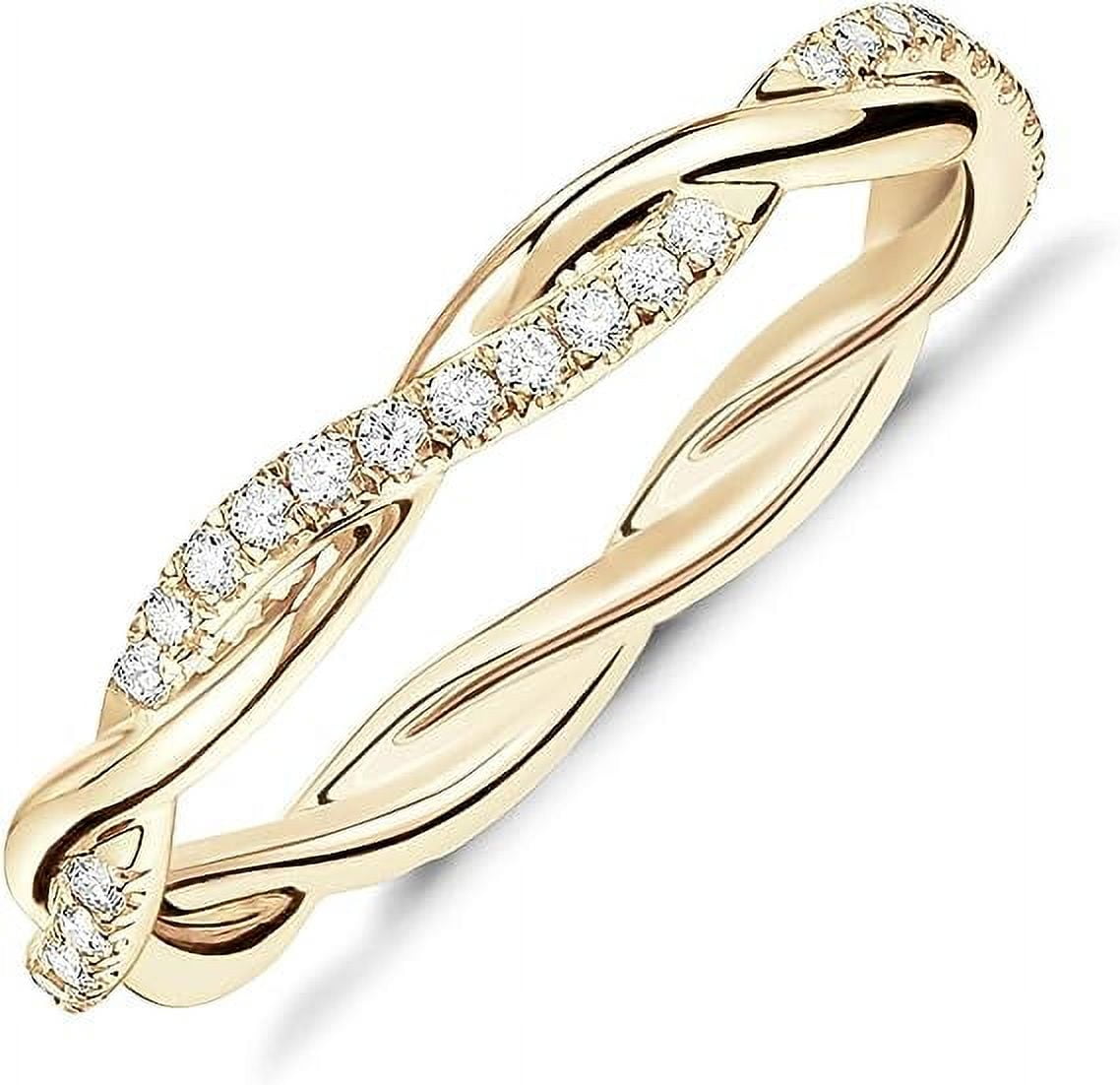 Pavoi 14K Gold Plated Twisted Eternity Band, Cubic Zirconia, Yellow Gold, Size 6 - Walmart.com