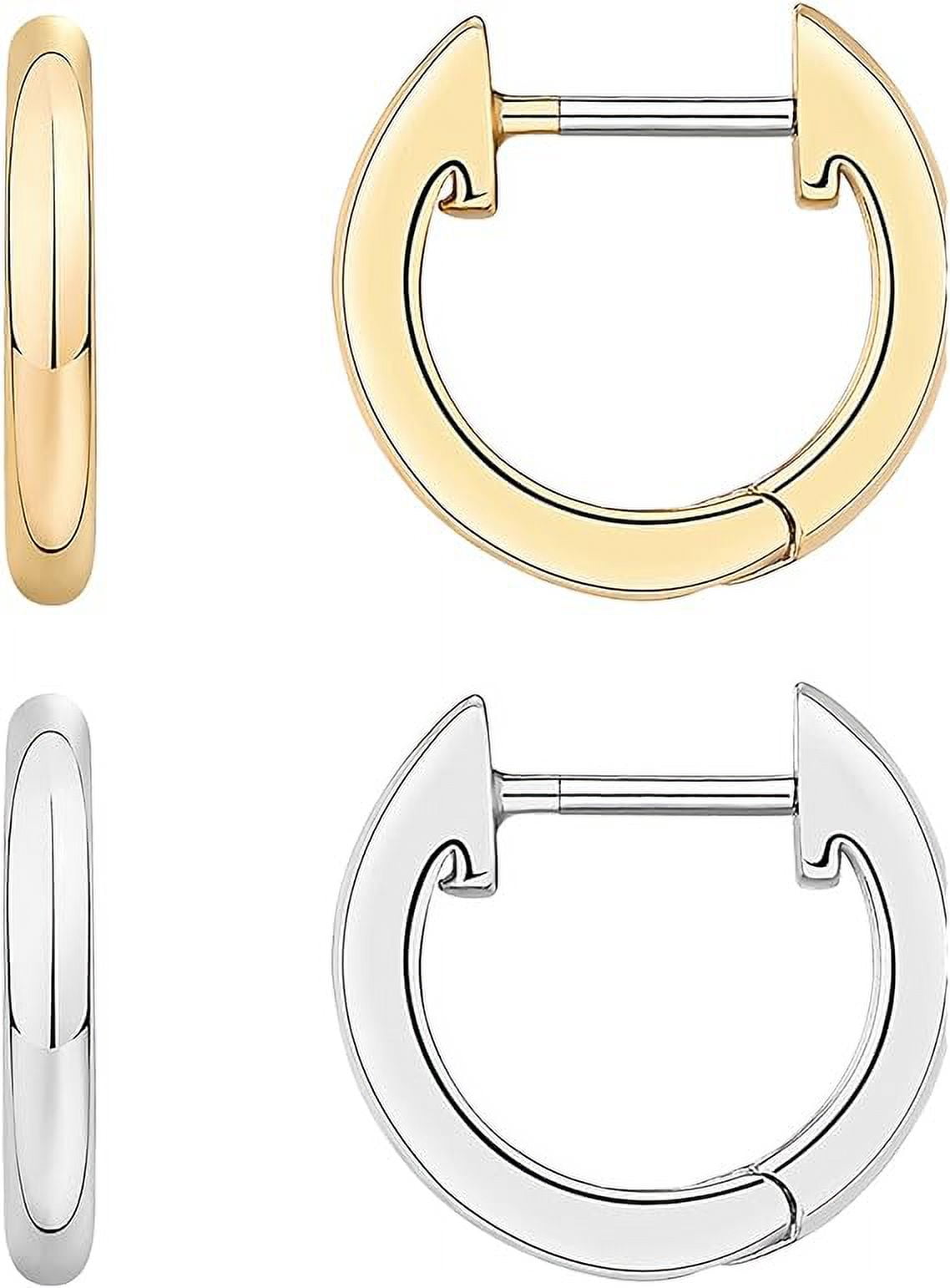 PAVOI 14K Gold Plated Everyday Cuff Earrings | Small Huggie Stud Hoop ...