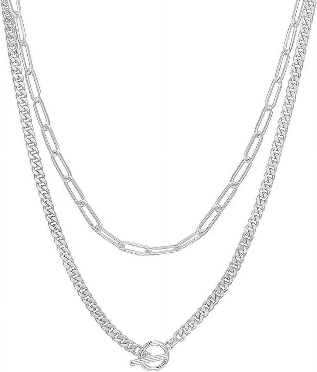 Pavoi 14K Gold Plated Double Lock Chain Necklace, 15+16.5+3 Extender ...