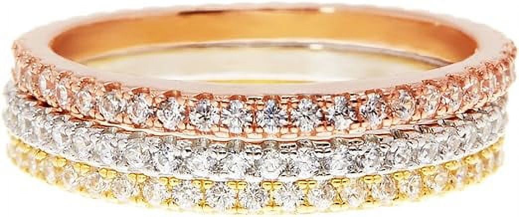 Pavoi 14K Gold Plated Sterling Silver CZ Diamond Stackable Eternity ...