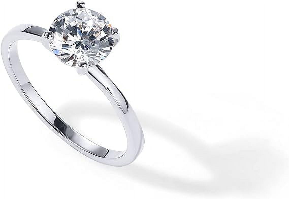 PAVOI 14K Rhodium Plated Round Cut Solitare 1.5 CT Cubic Zirconia ...