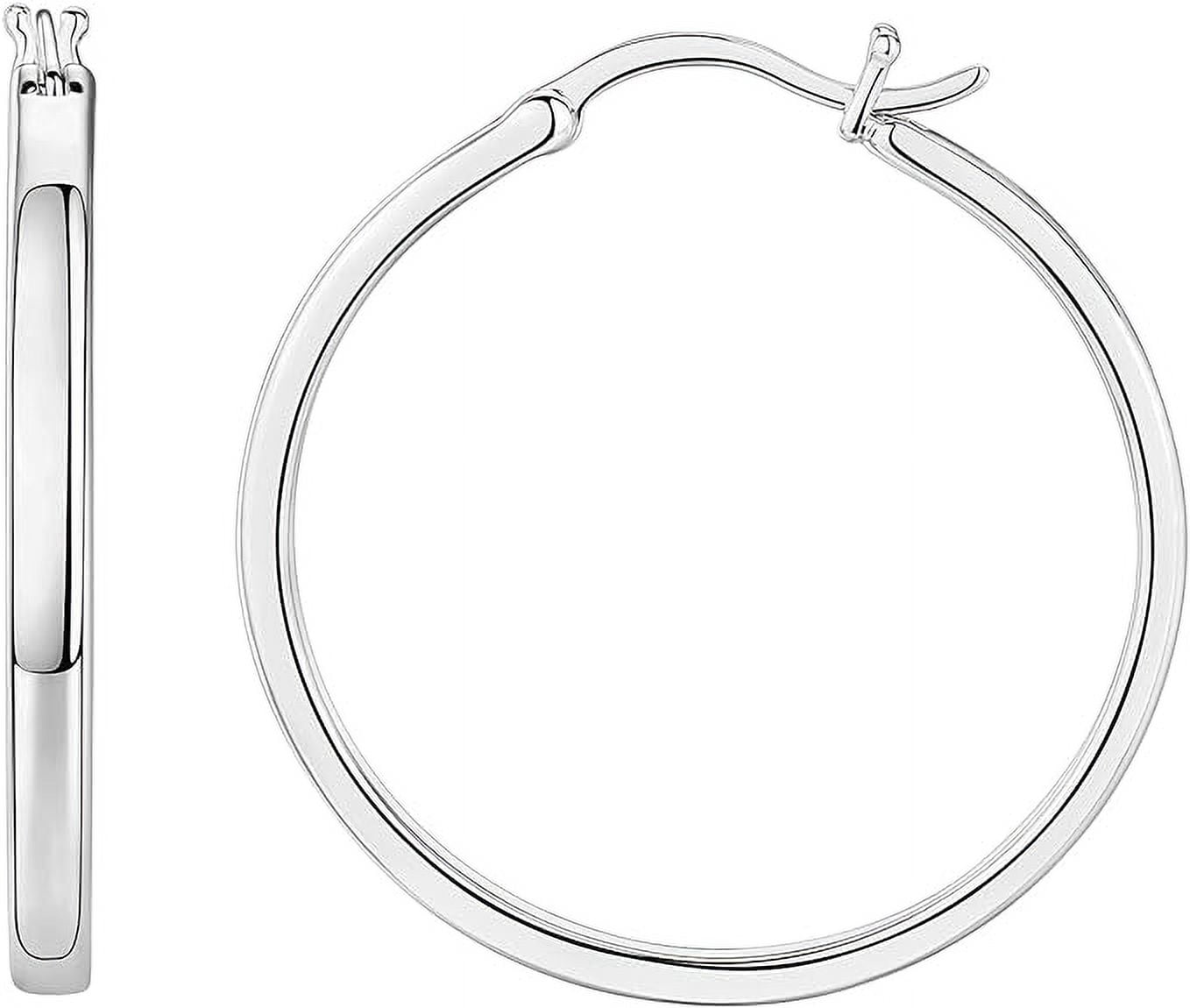 PAVOI 14K White Gold Plated 925 Sterling Silver Post Lightweight Hoops ...