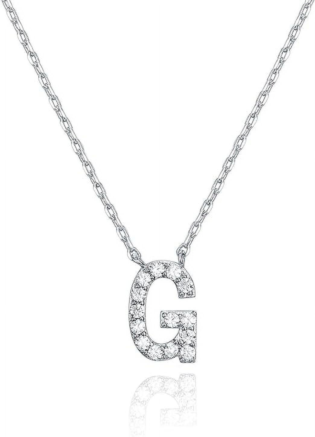 PAVOI 14K White Gold Plated Cubic Zirconia Initial Necklace | Letter ...
