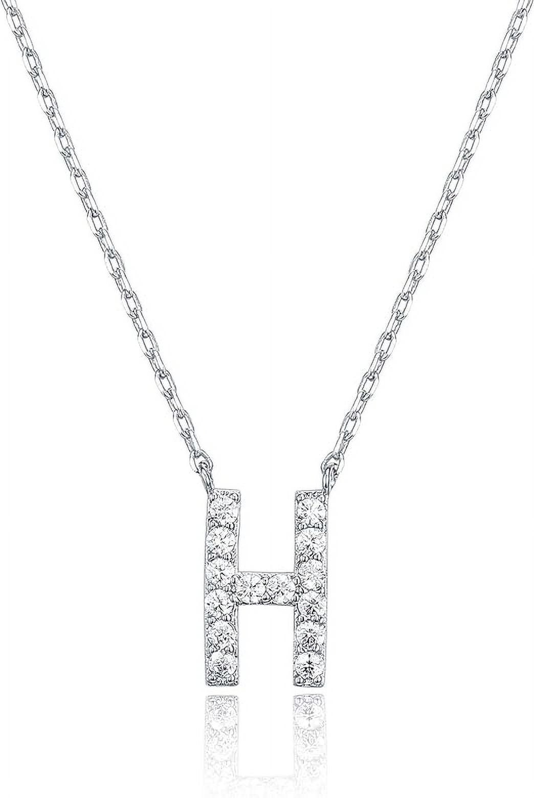 Pavoi 14K White Gold Plated Cubic Zirconia Initial Necklace, Letter H ...