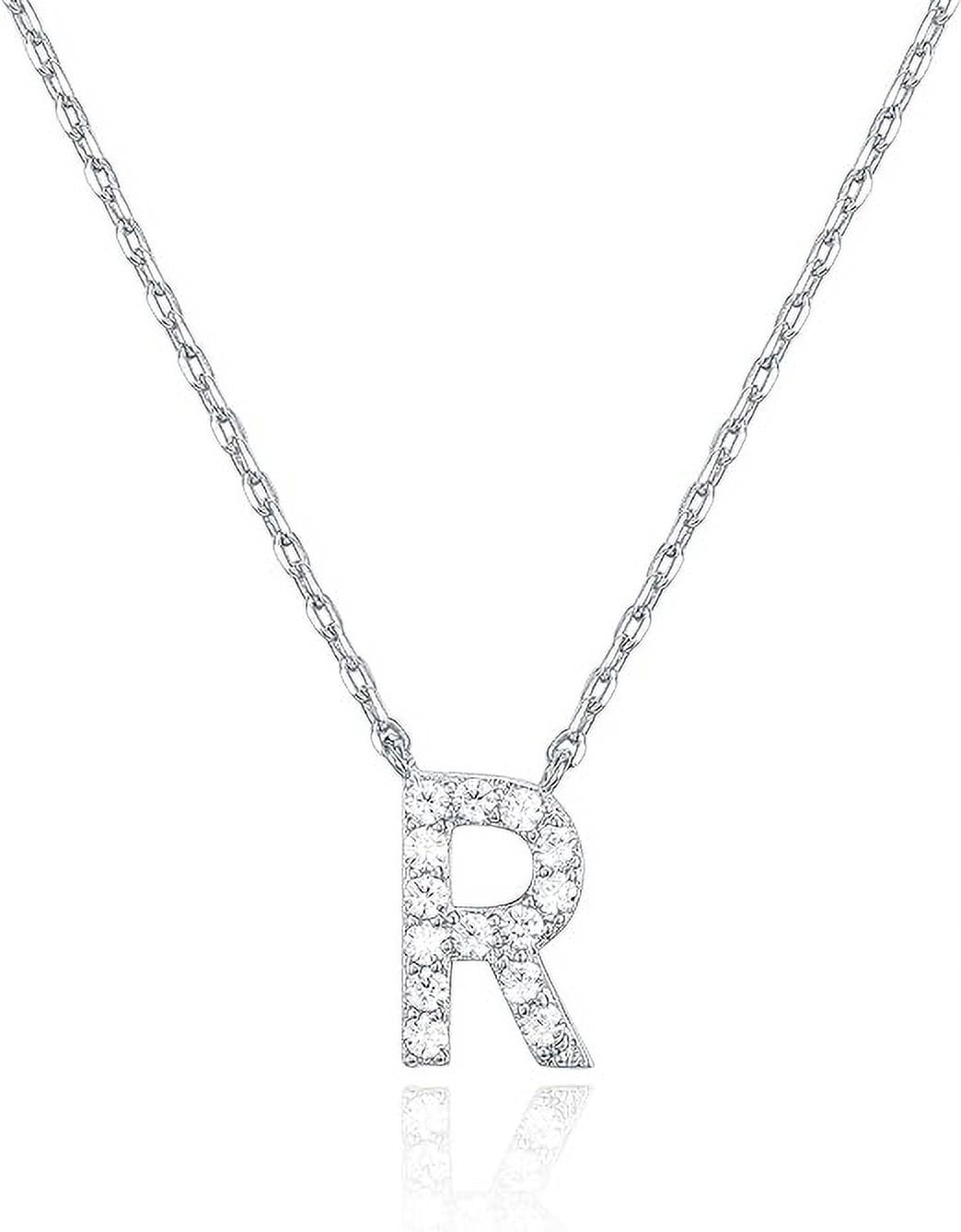PAVOI 14K White Gold Plated Cubic Zirconia Initial Necklace | Letter ...