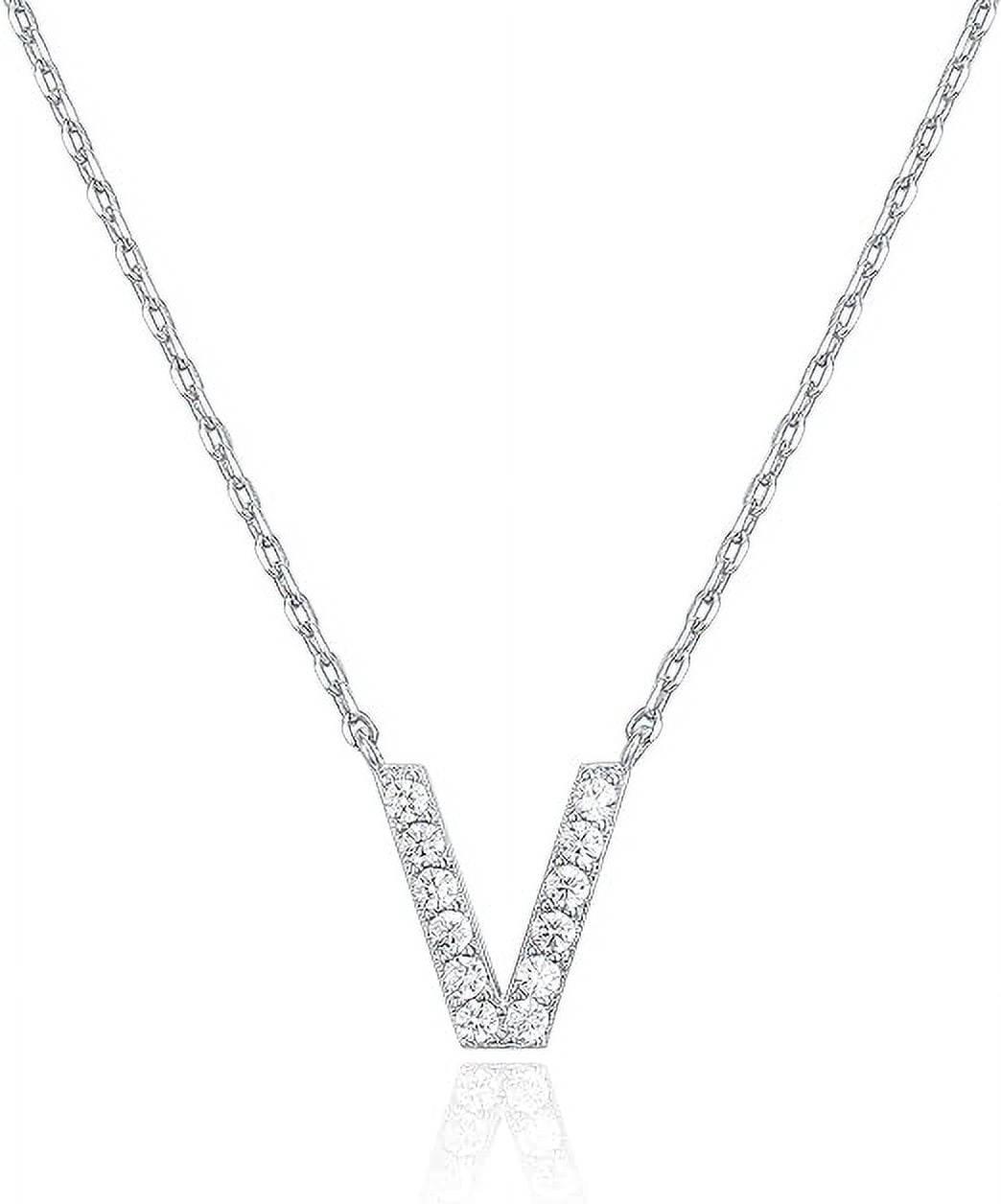 PAVOI 14K White Gold Plated Cubic Zirconia Initial Necklace | Letter ...