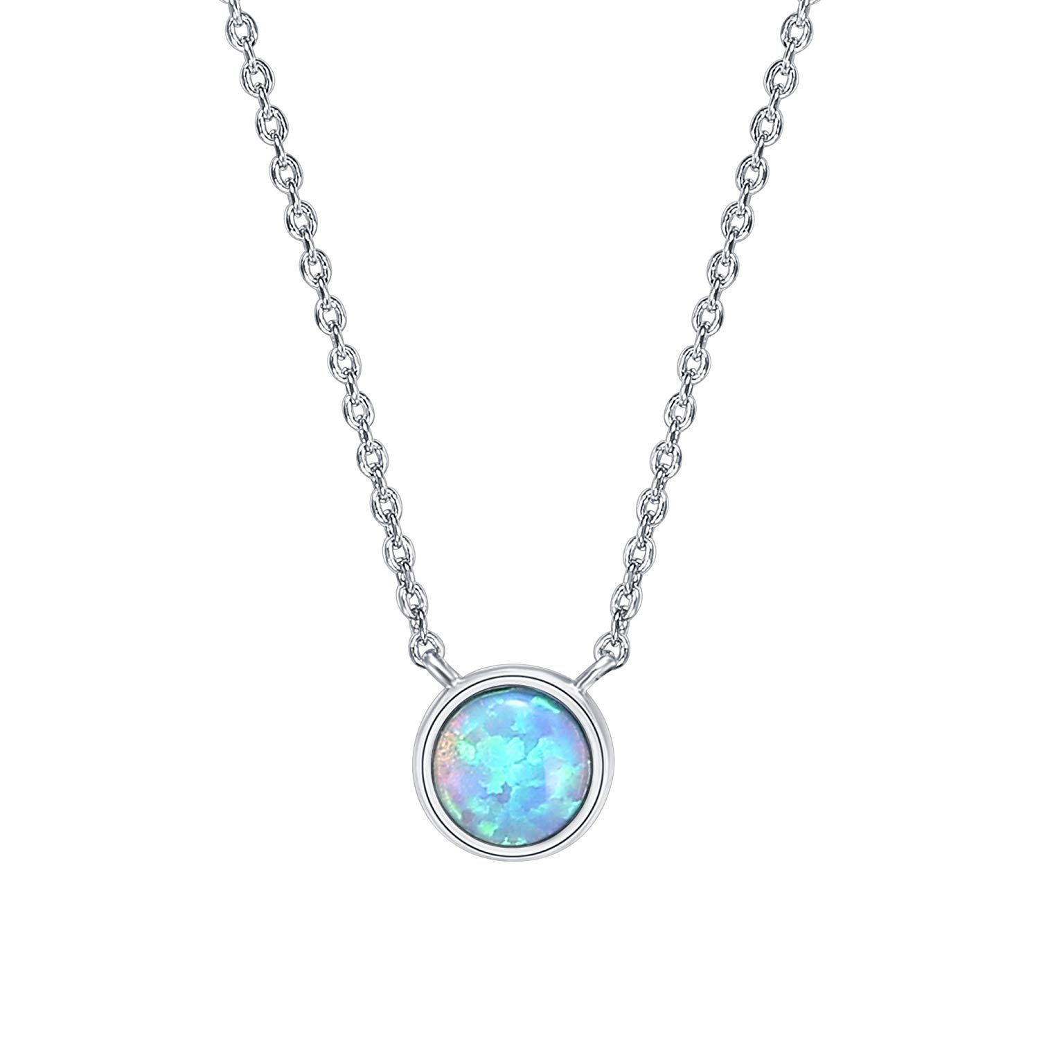 1 ct Round Created Black Opal Pendant Necklace in 14K Yellow Gold, 18 ...