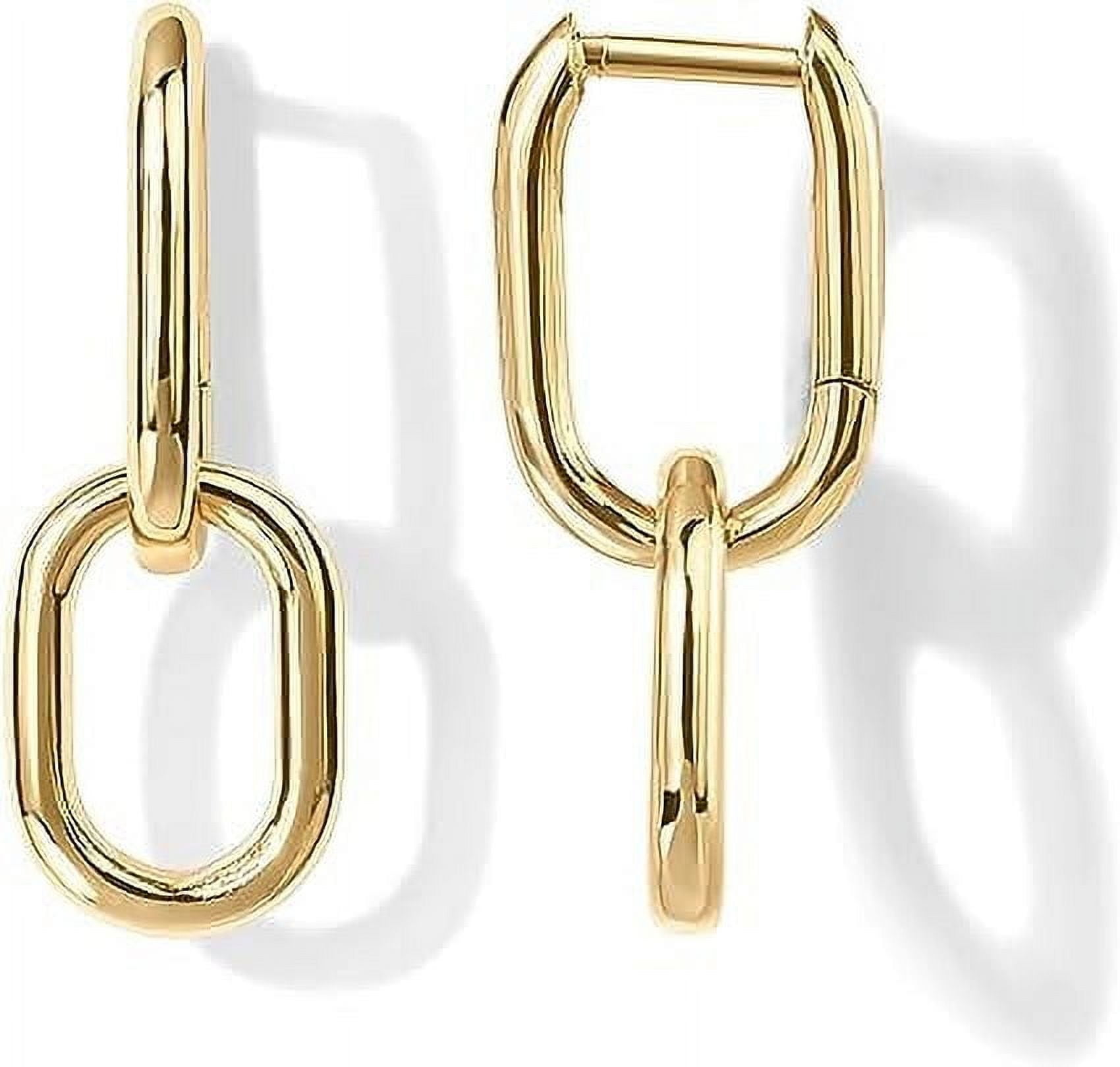 Pavoi 14K Yellow Gold Convertible Link Earrings, Paperclip Chain, Drop ...