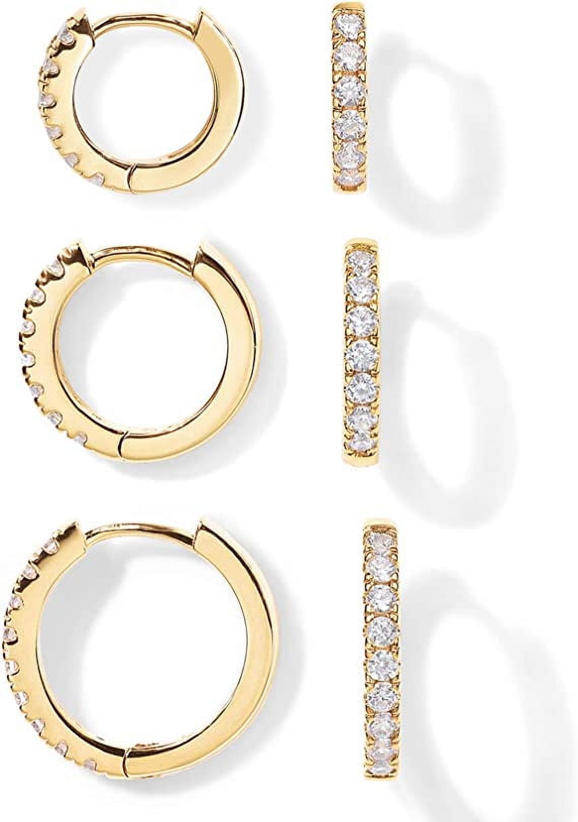 PAVOI 14K Yellow Gold Flash Plated 925 Sterling Silver Post Small Gold ...
