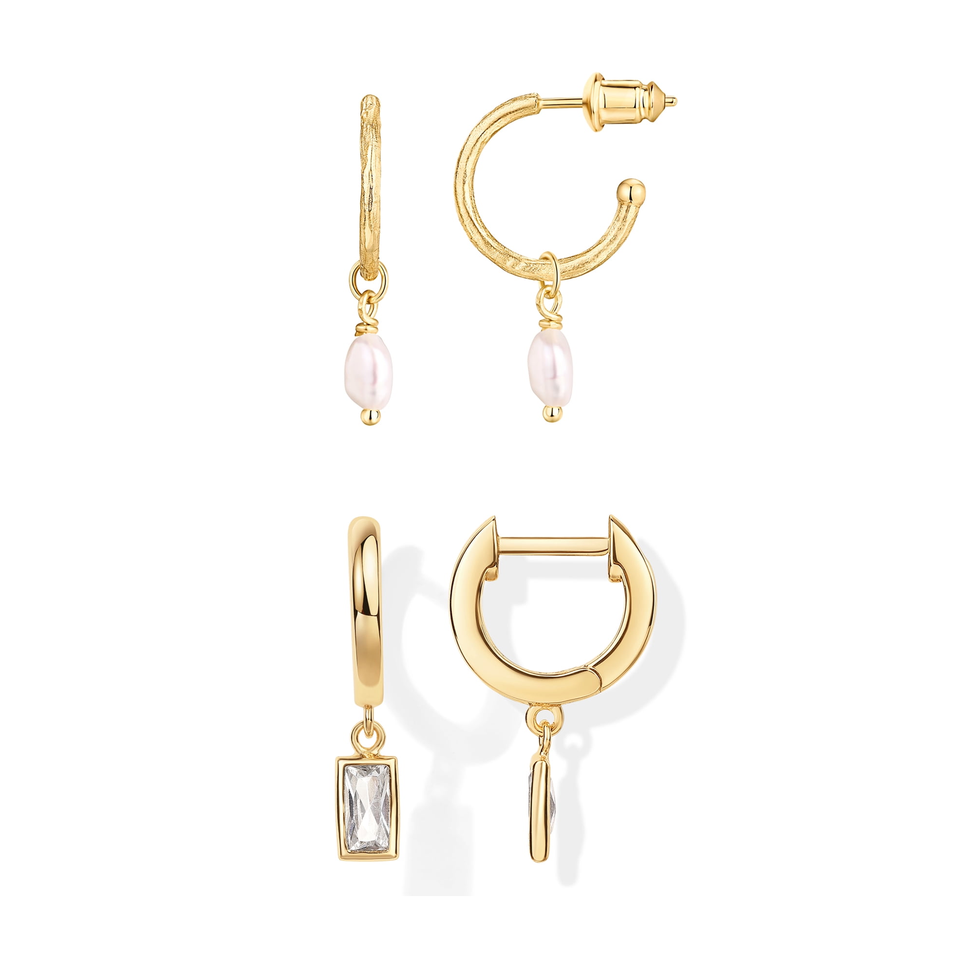 PAVOI Women's 14K Yellow Gold Flash Plated Baroque Pearl & CZ Awl ...