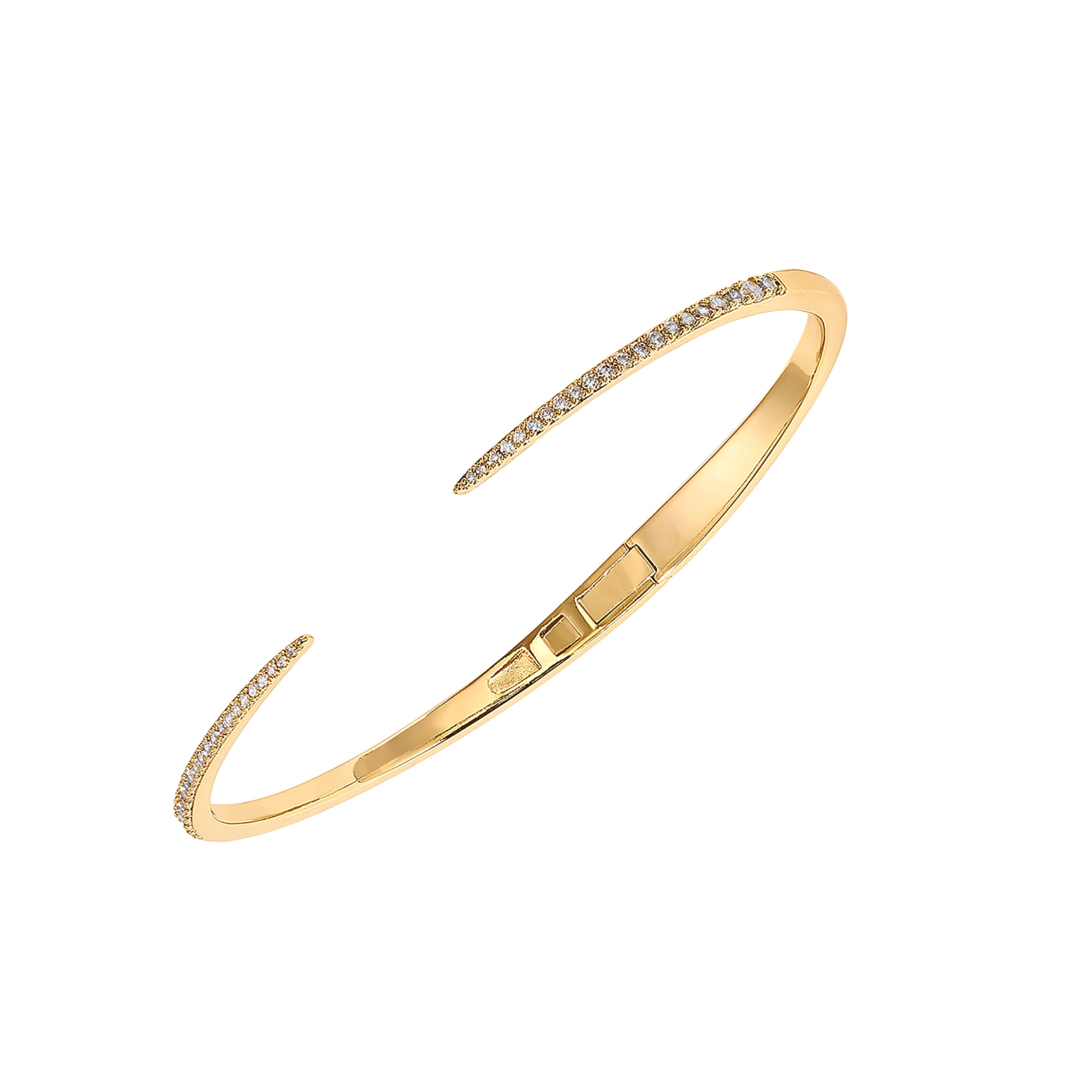 PAVOI 14K Yellow Gold Flash Plated Cubic Zirconia Claw Bangle Bracelet ...