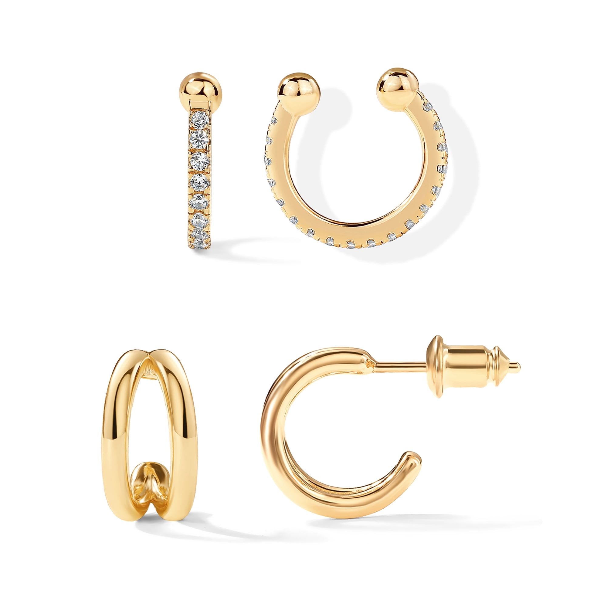 PAVOI 14K Yellow Gold Flash Plated Sterling Silver Sparkling Round ...
