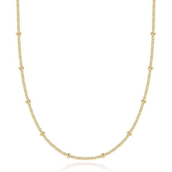 PAVOI 14K Yellow Gold Plated Bead Chain Necklace | Ball Station Chain ...