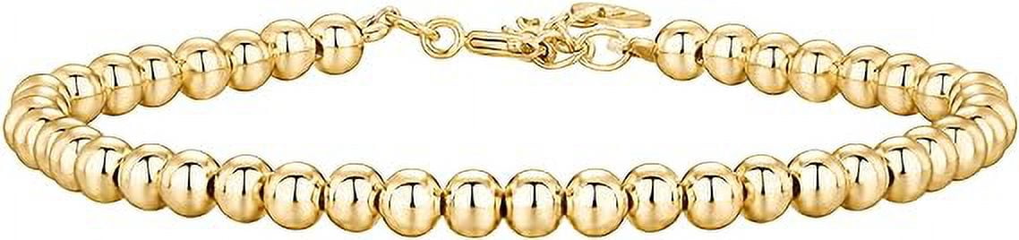 PAVOI 14K Yellow Gold Plated Beaded Bracelet | Womens Ball Bracelet | Plated Gold Bracelets for ...