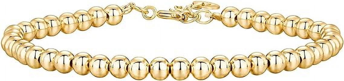PAVOI 14K Yellow Gold Plated Beaded Bracelet | Womens Ball Bracelet ...