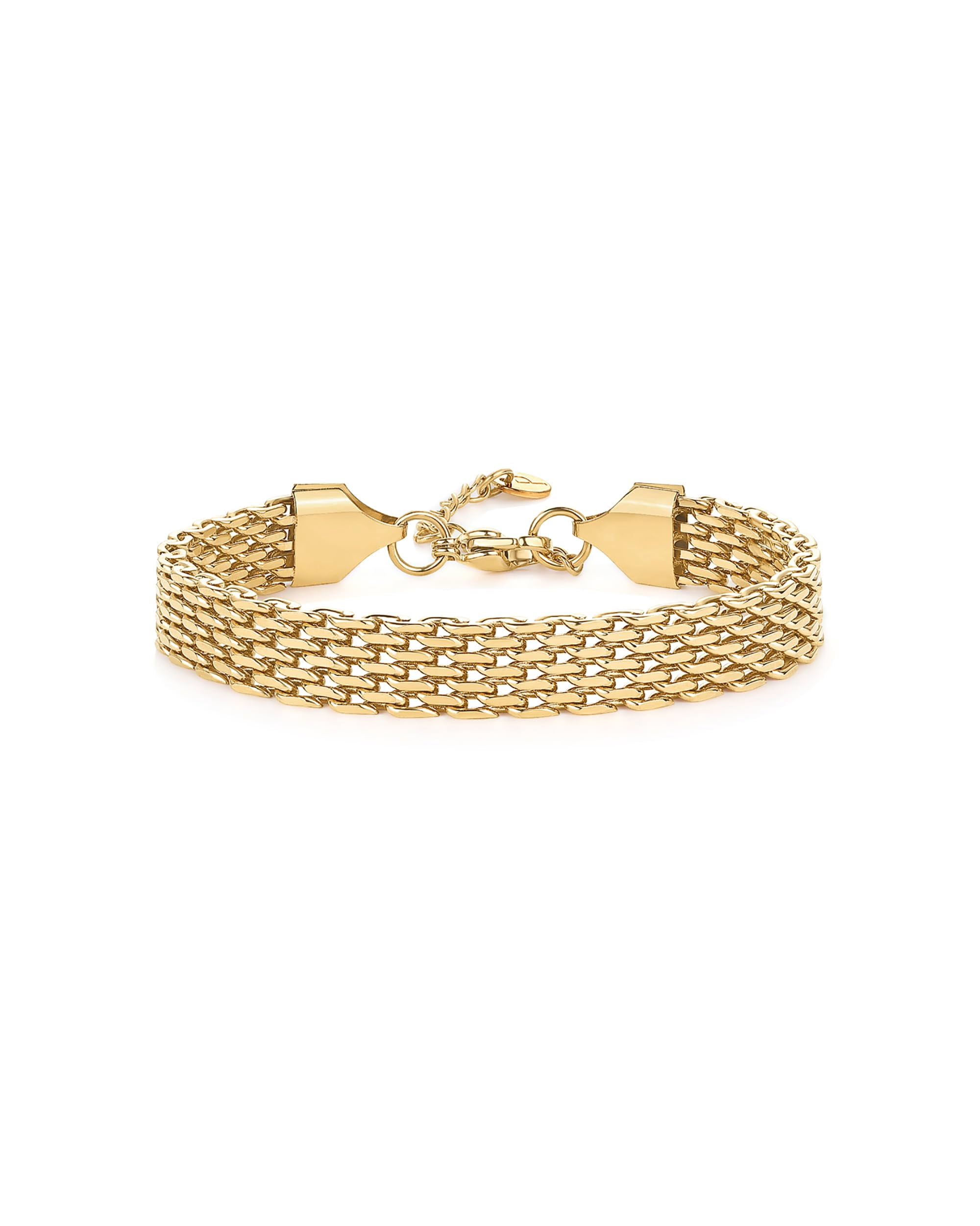 PAVOI 14K Yellow Gold Plated Chunky Chain Adjustable Bracelet for Women ...