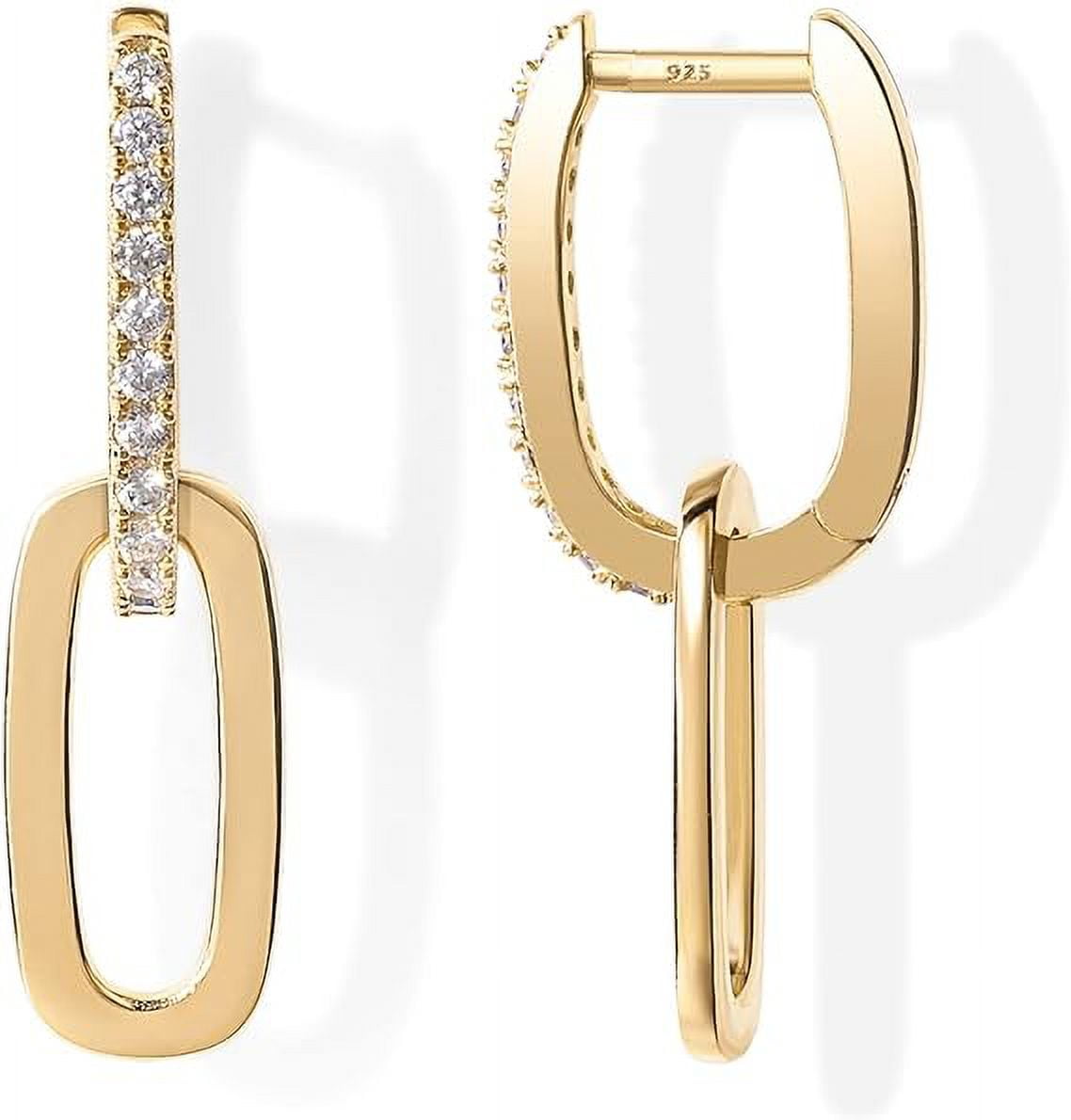 PAVOI 14K Yellow Gold Plated Convertible Link Cubic Zirconia Earrings ...