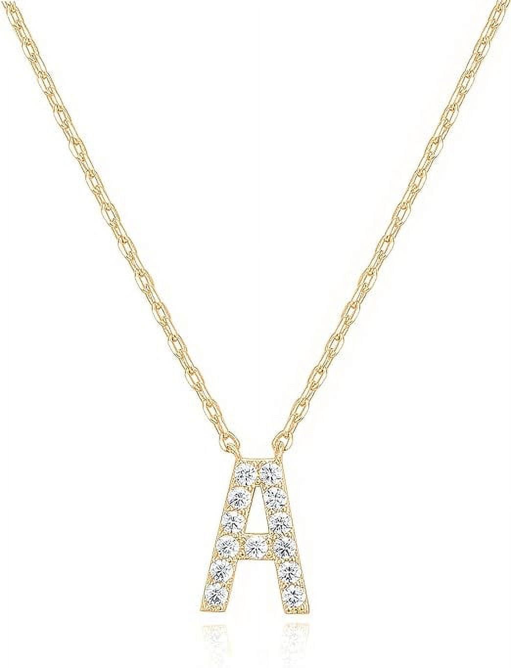 PAVOI 14K Yellow Gold Plated Cubic Zirconia Initial Pendant Necklace ...