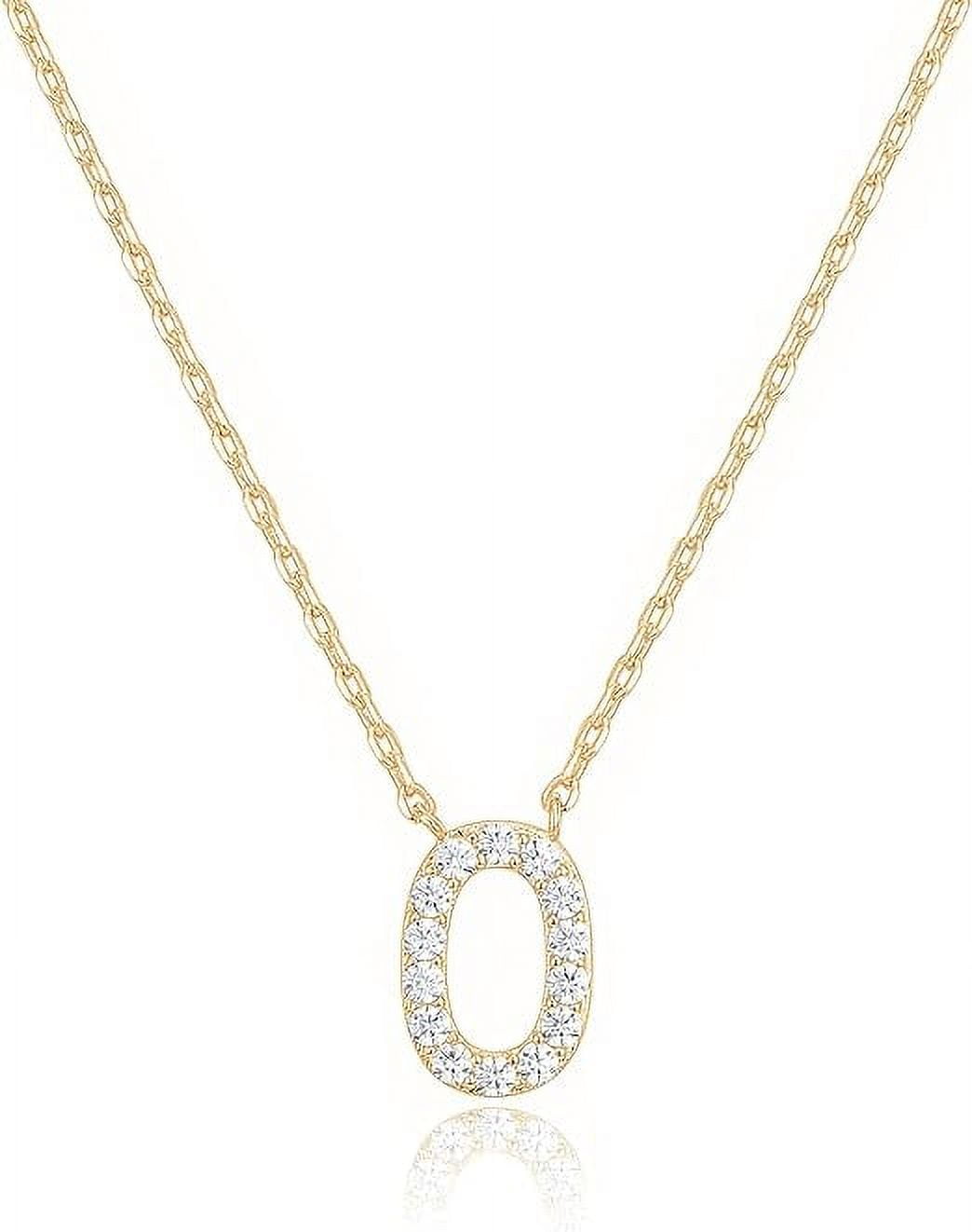 Pavoi 14K Yellow Gold Plated Cubic Zirconia Initial Pendant Necklace, O ...