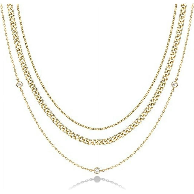 PAVOI 14K Yellow Gold Plated Dainty Layering Necklaces for Women ...
