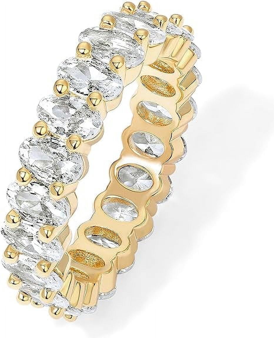 PAVOI 14K Yellow Gold Plated Oval Cubic Zirconia Love Ring | 5mm ...