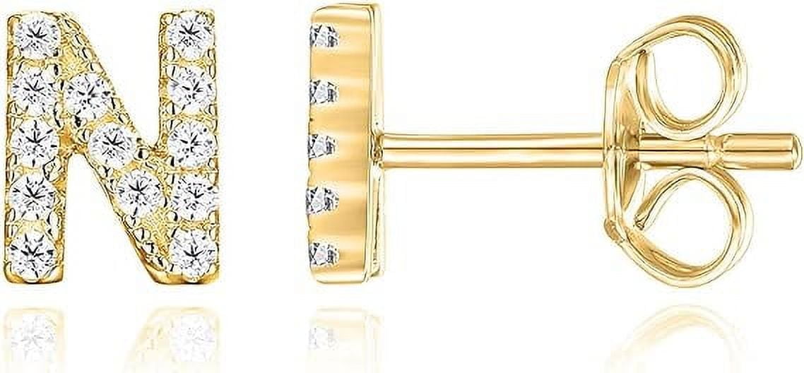 PAVOI 14K Yellow Gold Plated Sterling Silver CZ Alphabet Letter ...