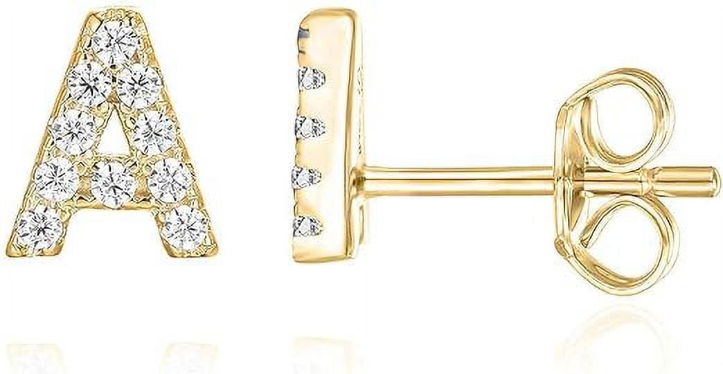 PAVOI 14K Yellow Gold Plated Sterling Silver CZ Alphabet Letter ...